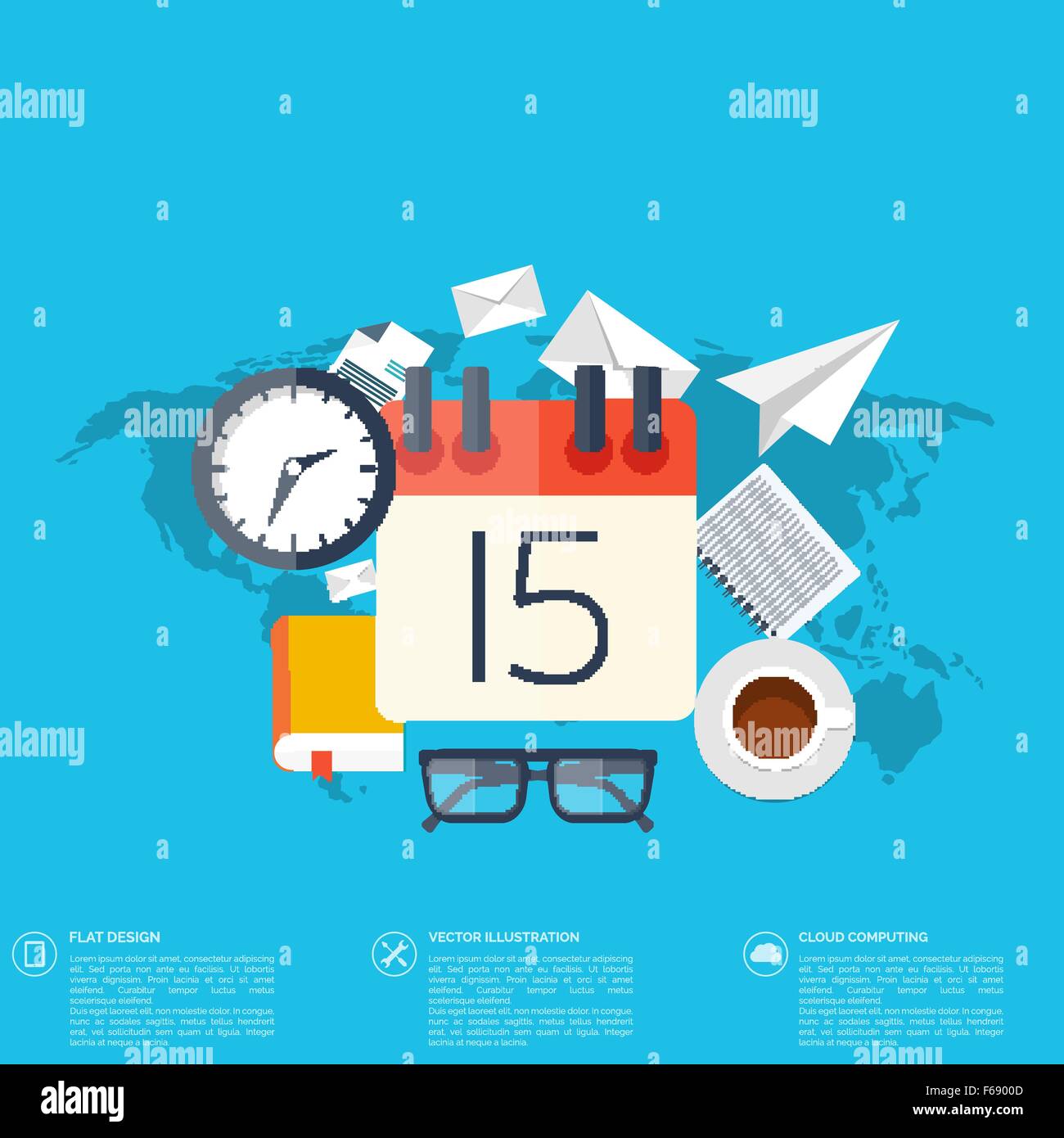 Flat background with papers.Temwork concept. Global communication and ...