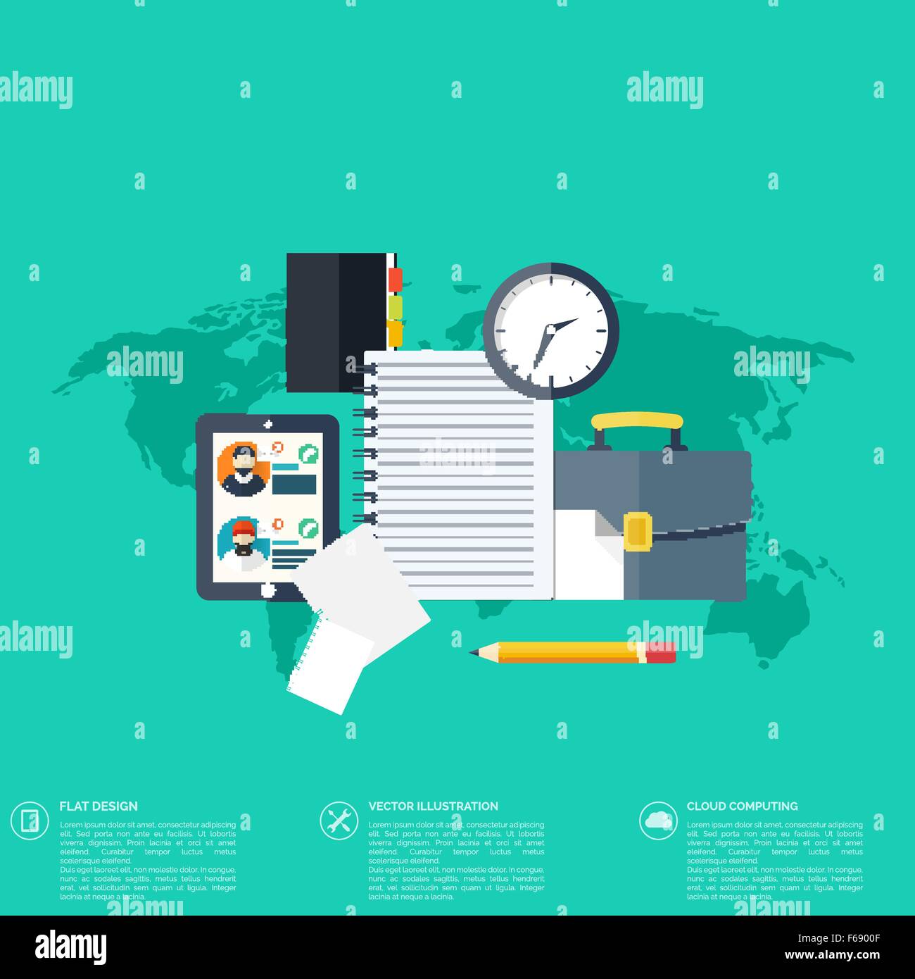 Flat background with papers.Temwork concept. Global communication and ...