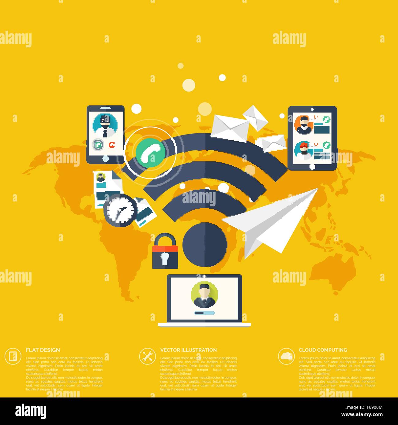 Wi fi icon.Cloud computing. Social media, network concept. Global ...