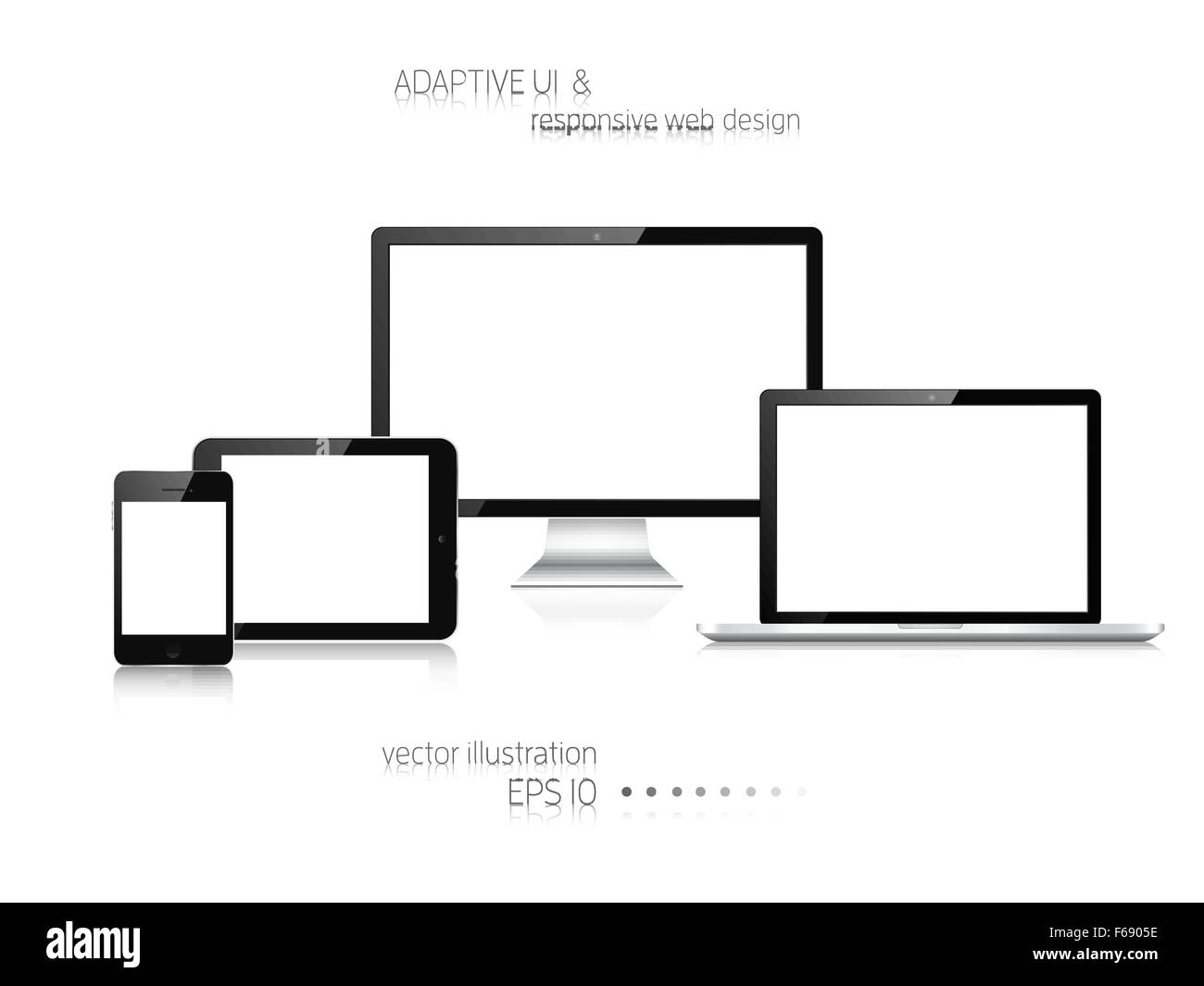 Responsive web design. Adaptive user interface. Digital devises. Laptop, tablet, monitor ...