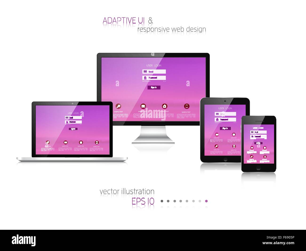 Responsive web design. Adaptive user interface. Digital devises. Laptop ...
