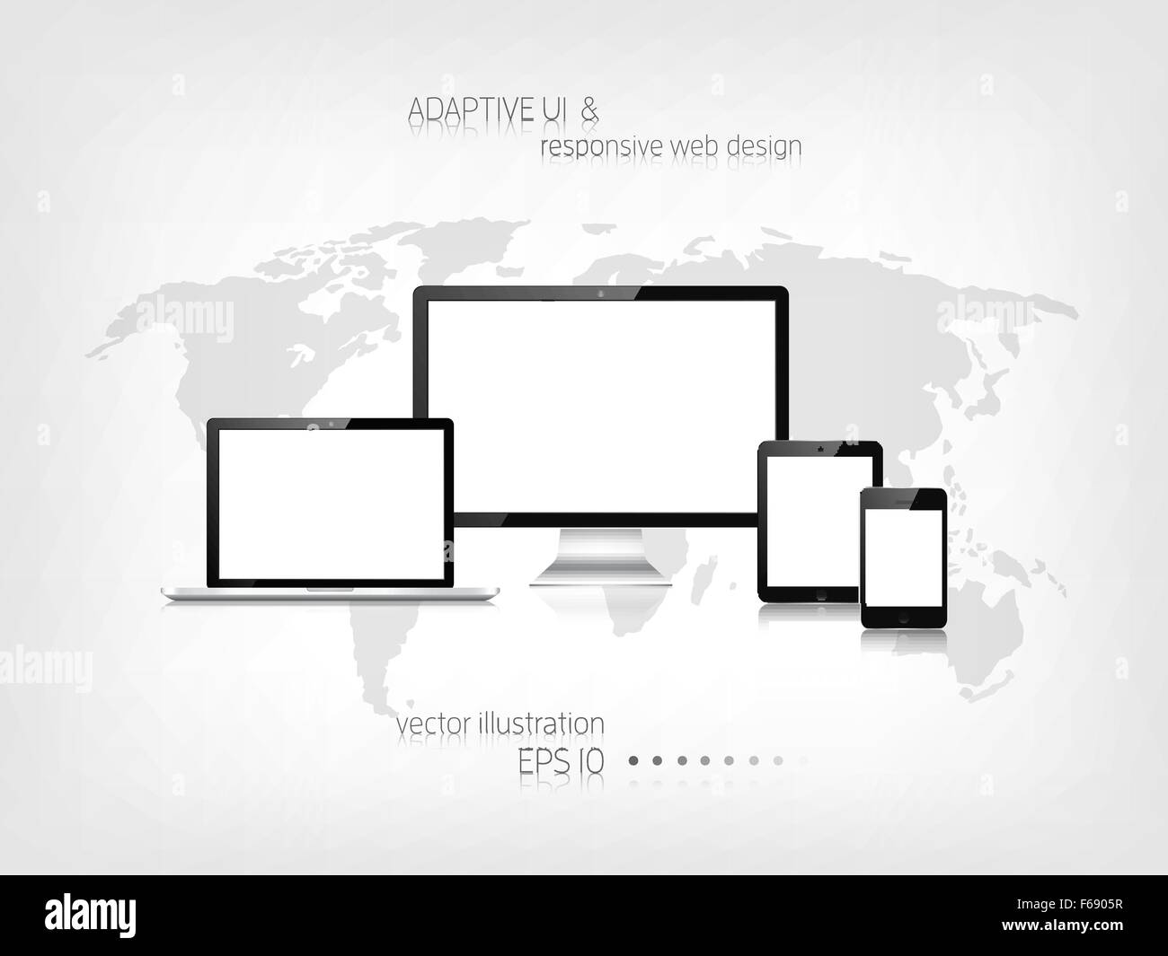 Responsive web design. Adaptive user interface. Digital devises. Laptop, tablet, monitor ...
