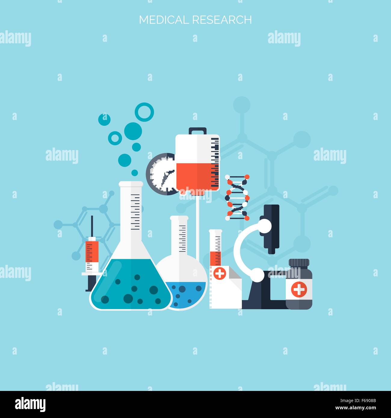 Flat health care and medical research background. Healthcare system ...