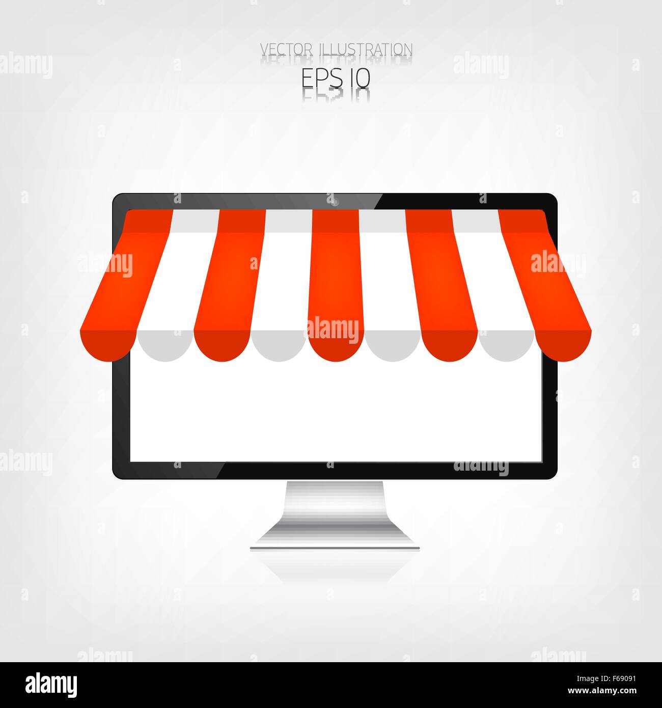 Internet shopping concept. Realistic monitor, personal computer. E ...