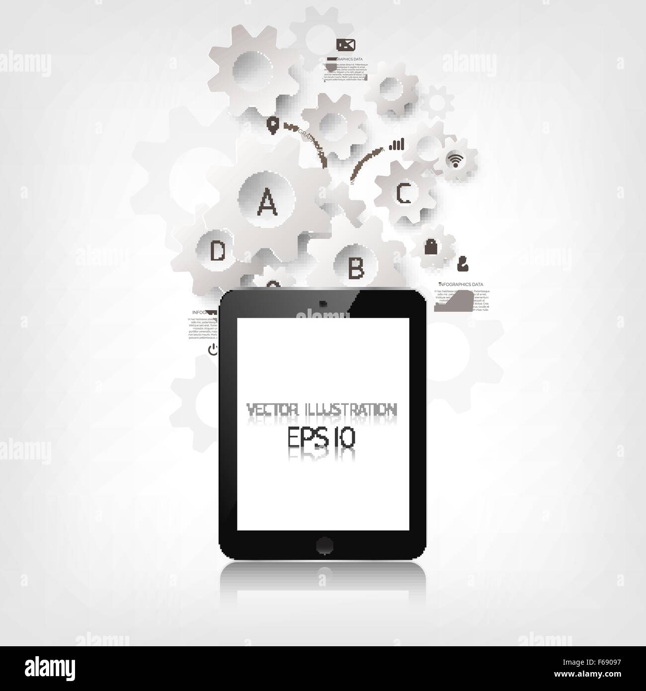 Realistic detalized flat tablet with settings symbols Stock Vector ...