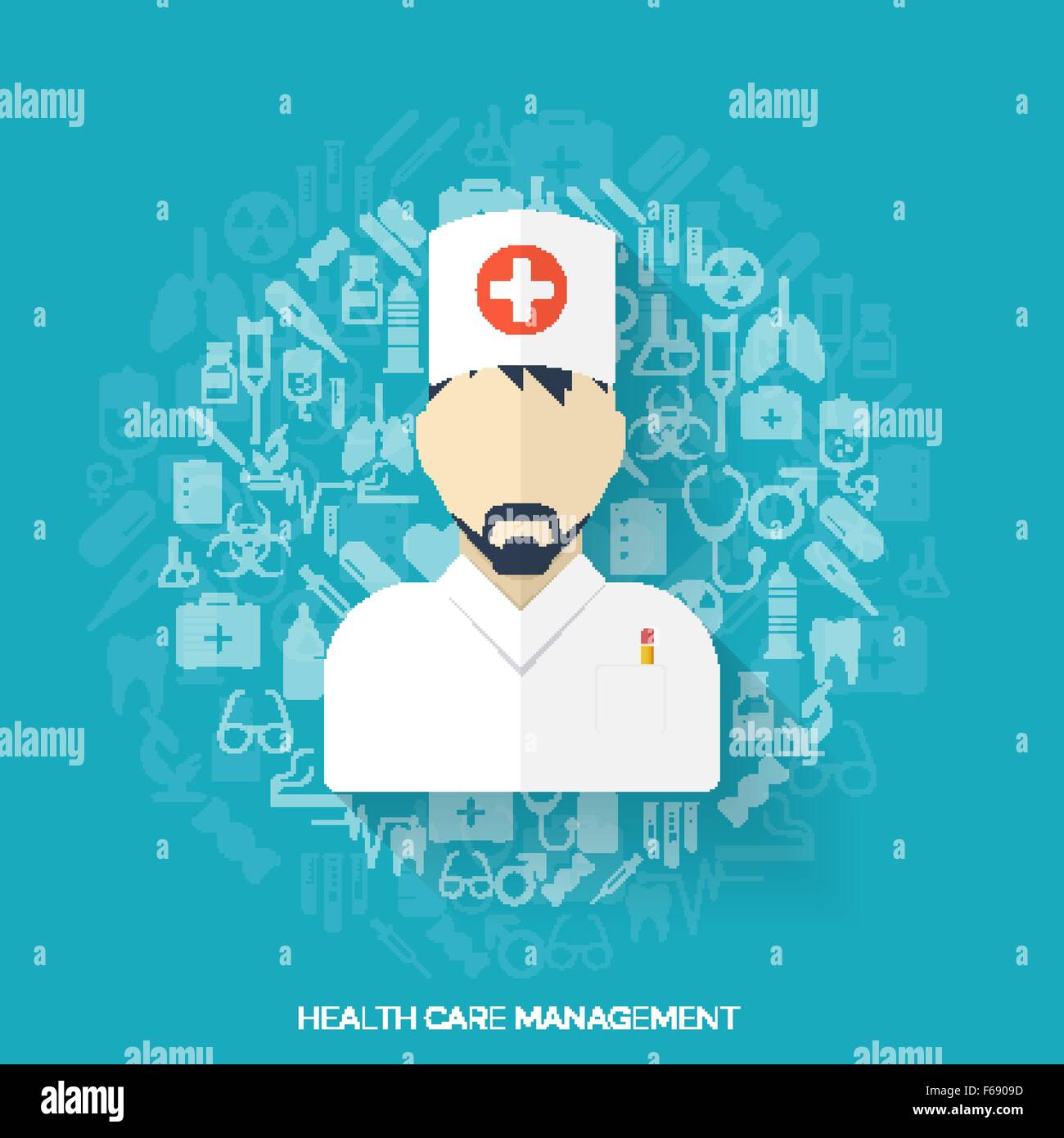 Flat health care and medical research background. Healthcare system ...