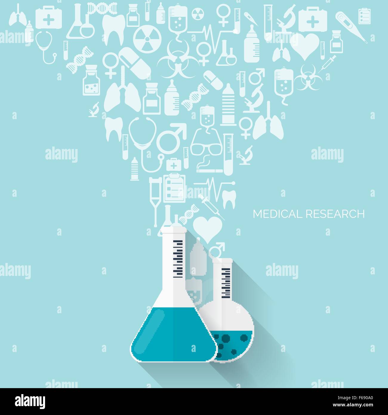 Flat health care and medical research background. Healthcare system ...