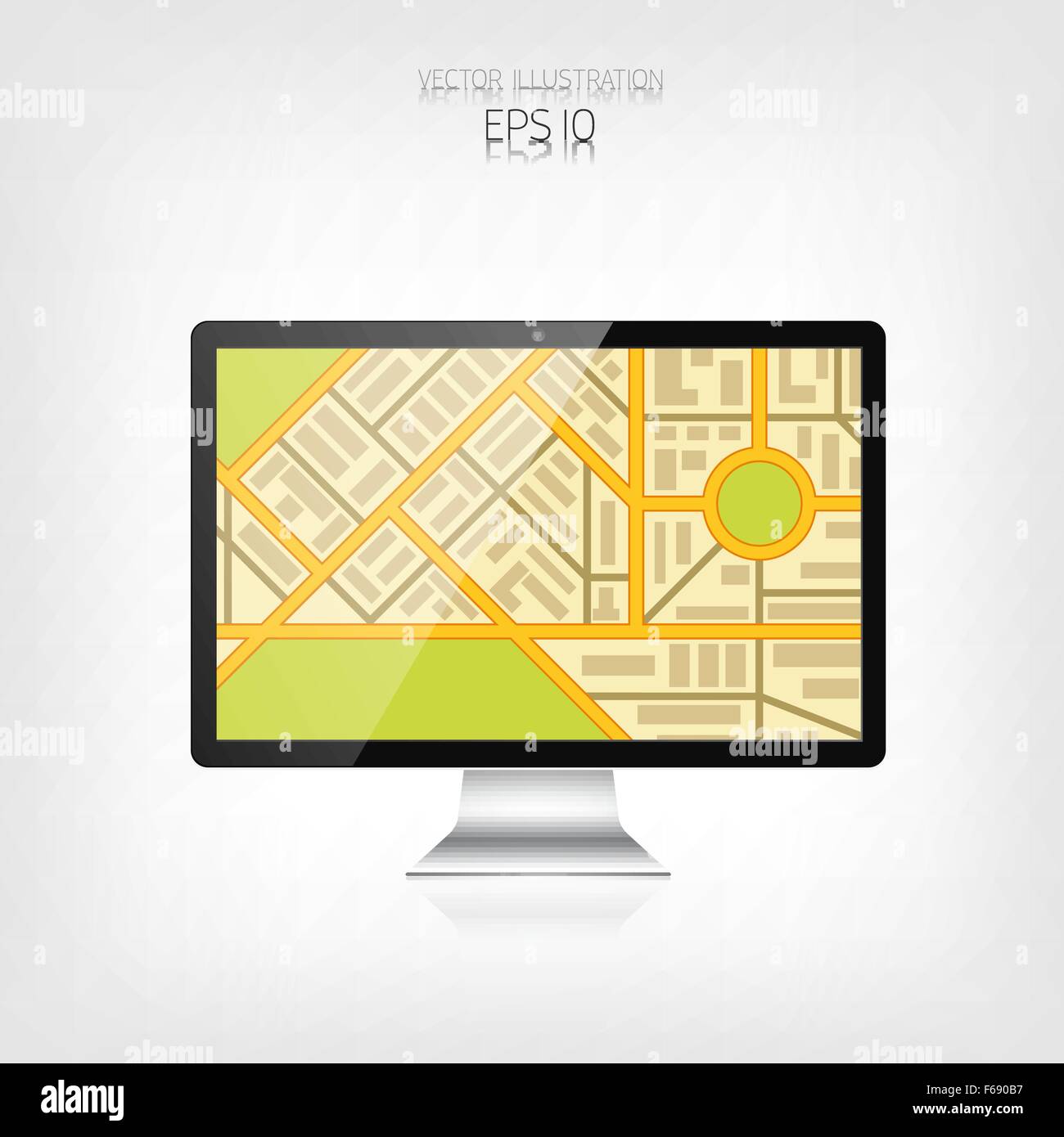 Navigation background with monitor and map.Responsive web design. Adaptive user interface Stock ...