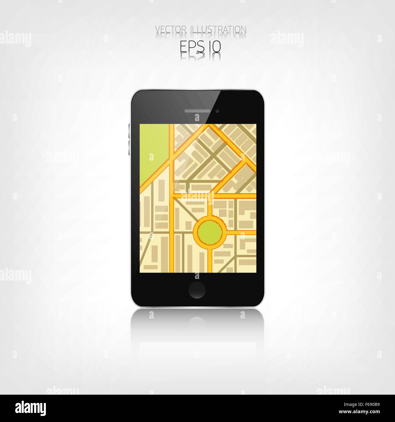 Navigation background with smartphone and map.Responsive web design. Adaptive user interface ...
