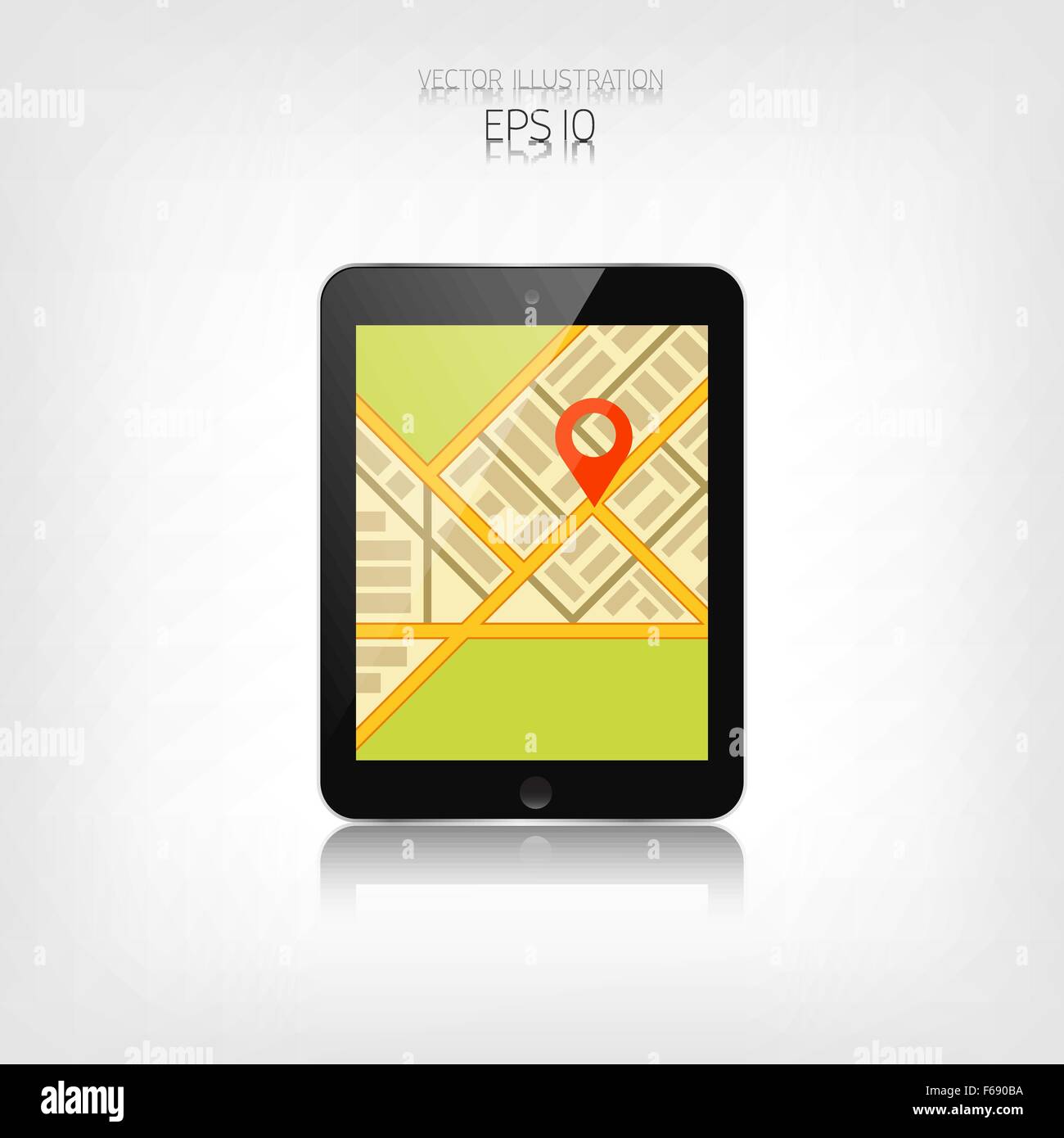 Navigation background with tablet and map.Responsive web design. Adaptive user interface Stock ...
