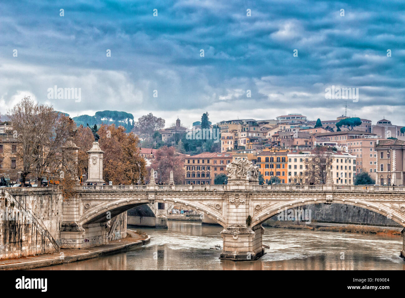 Historical buildings and architecture details in Rome, Italy: bridge to ...