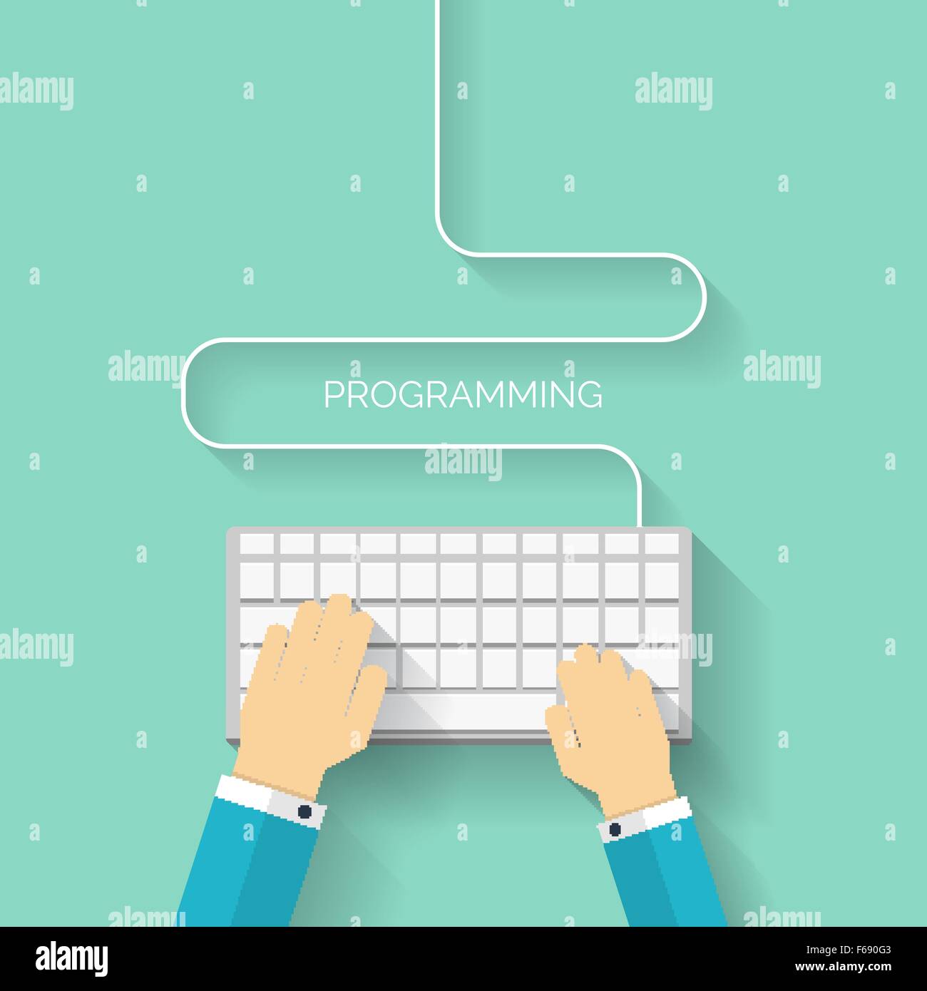 Programming flat cloud computing and social media background. Data ...