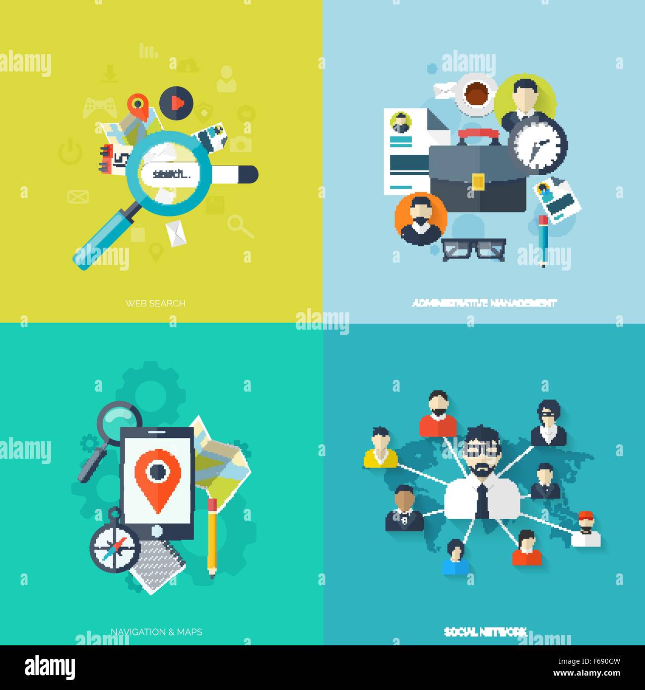 Flat cloud computing and social media background. Data storage network technology. Multimedia ...