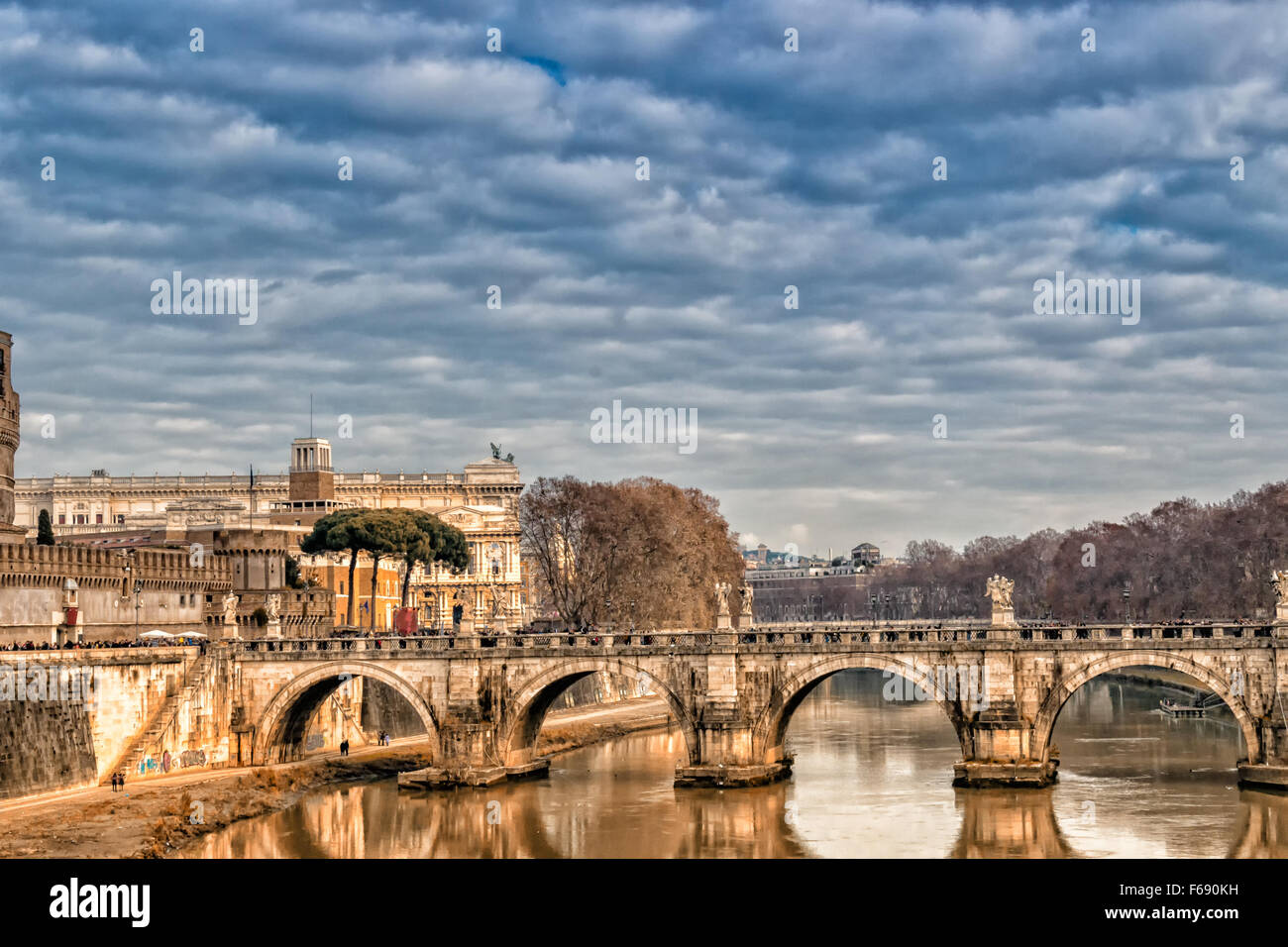 Historical buildings and architecture details in Rome, Italy: bridge to ...
