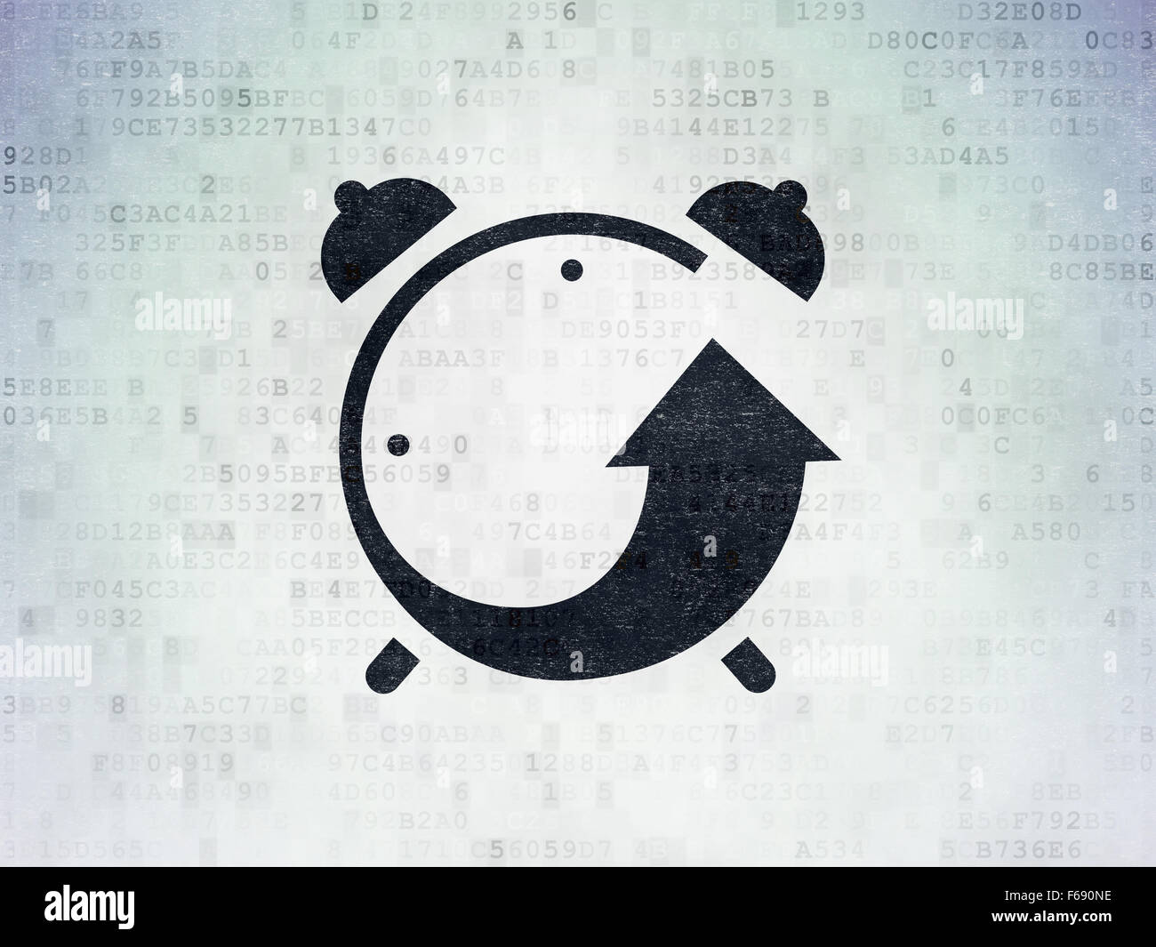 Timeline concept: Alarm Clock on Digital Paper background Stock Photo ...