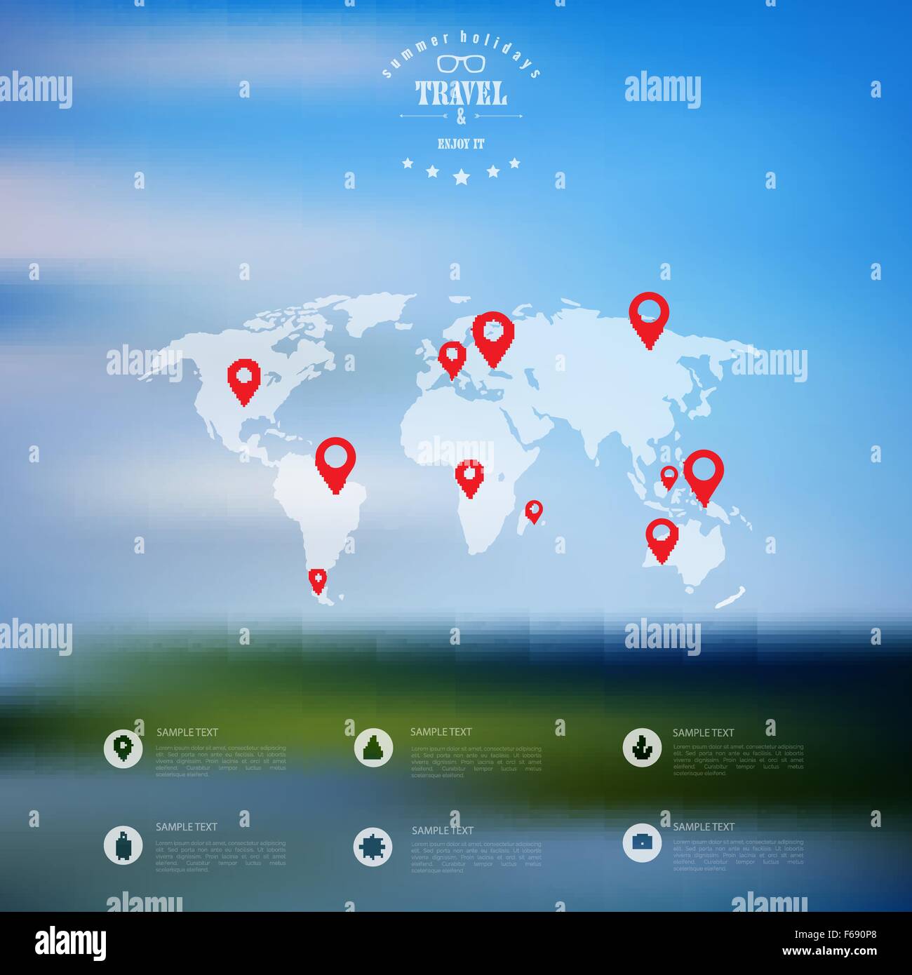 Blurred landscape background. Travel concept with eart map. Mobile or ...