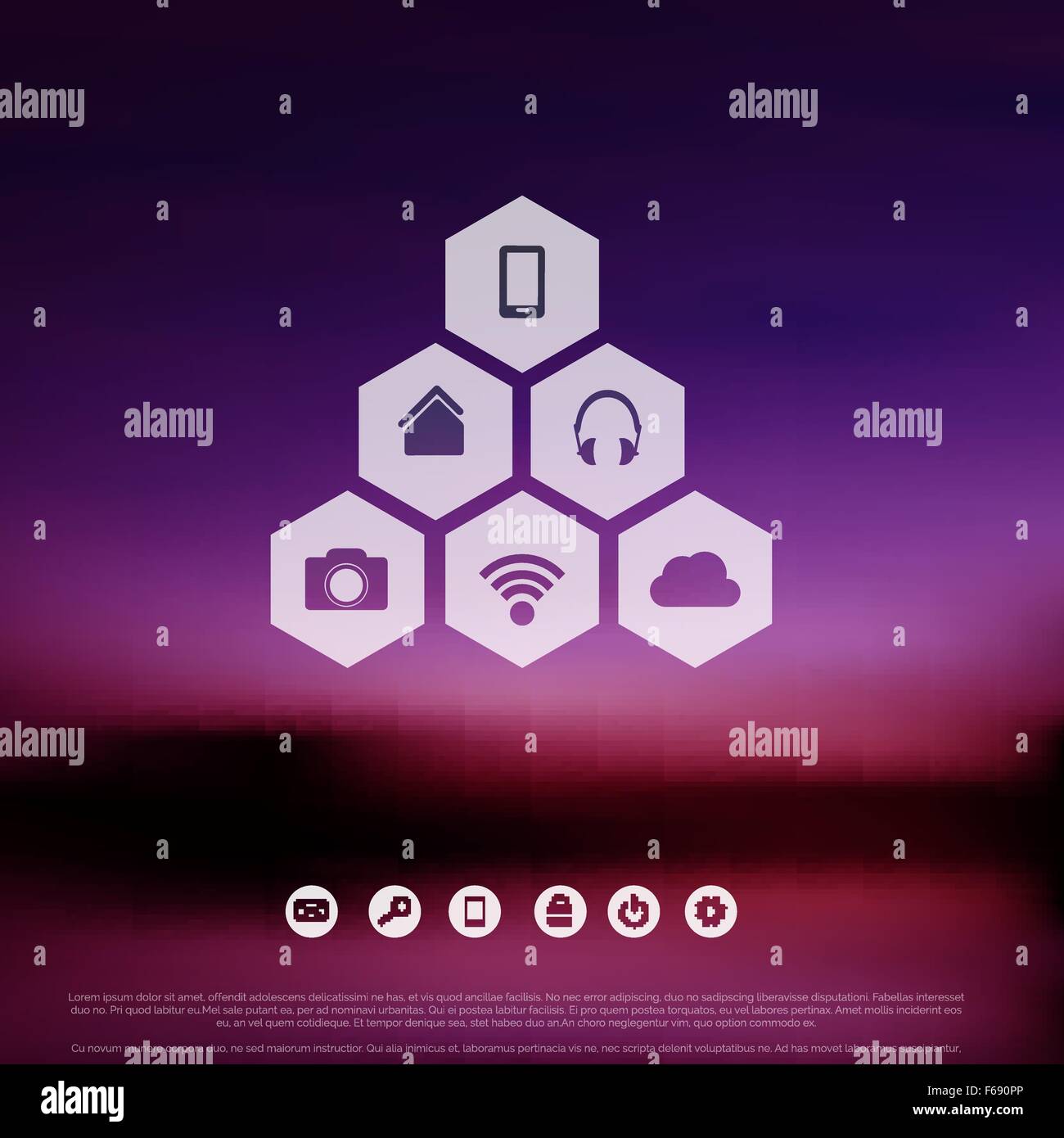 Defocused abstract texture background with web icons. Cloud Computing ...