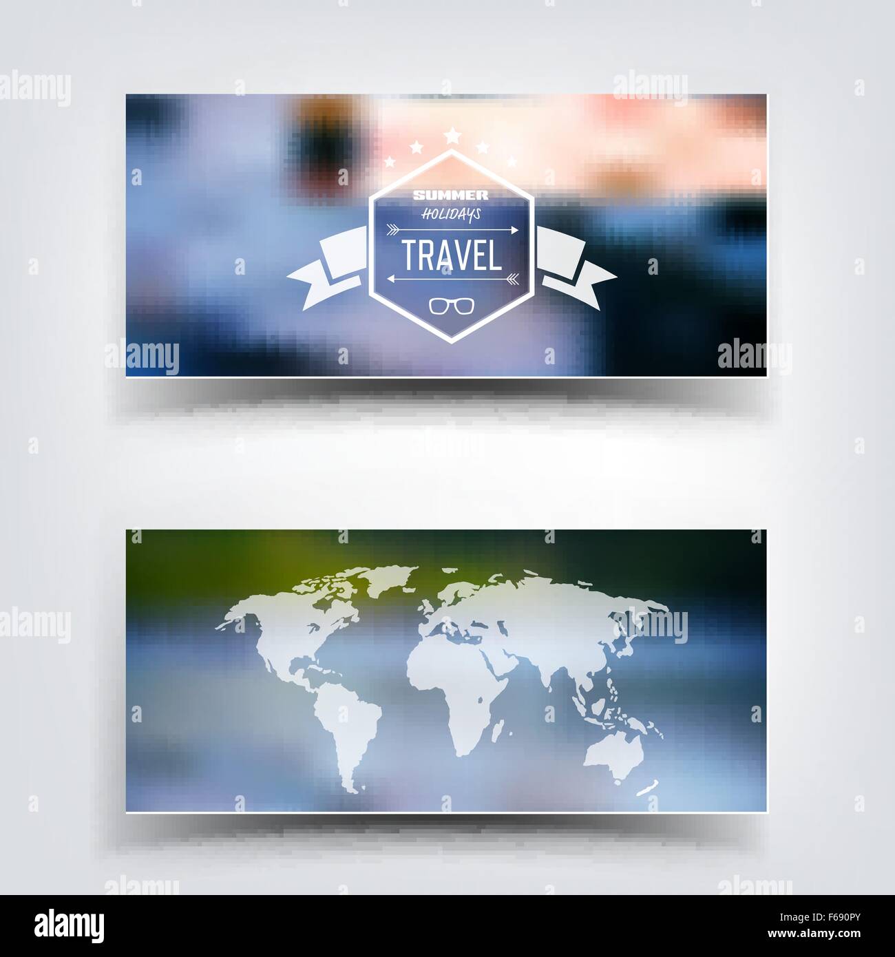 Blurred landscape background card. Travel concept with eart map. Mobile ...