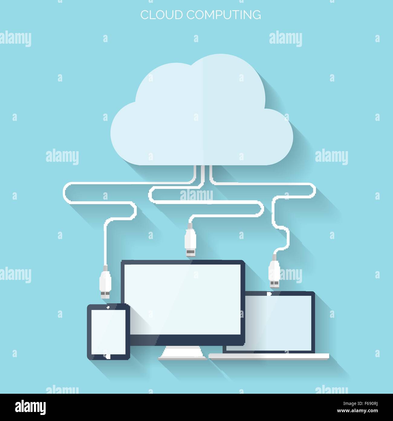 Flat cloud computing and social media background. Data storage network ...