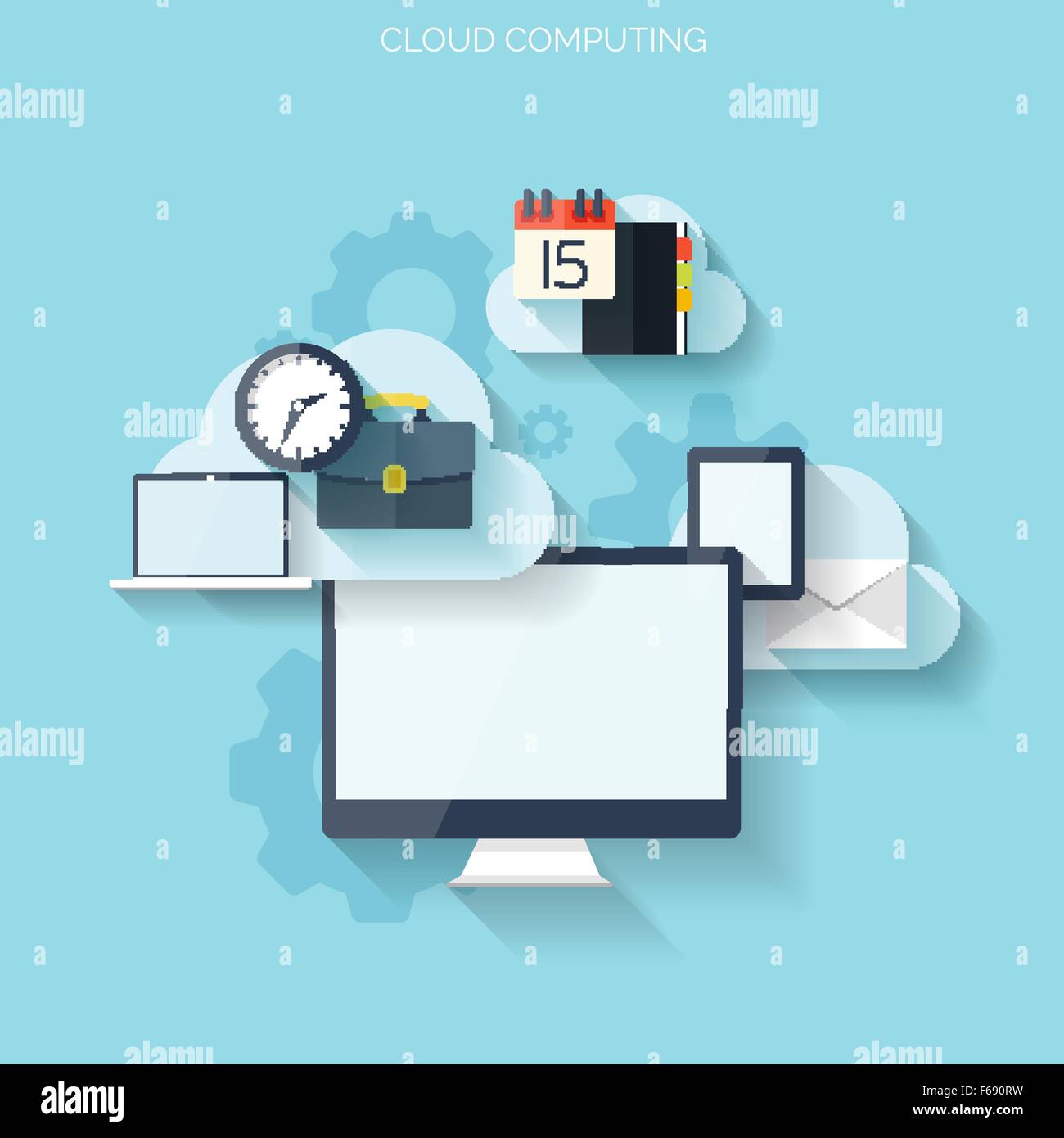 Flat Cloud Computing And Social Media Background Data Storage Network Technology Multimedia