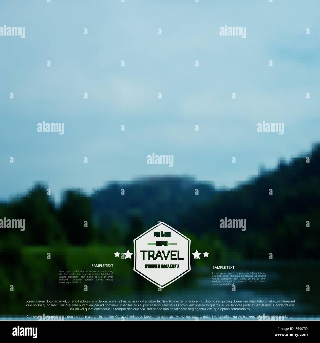 Blurred landscape background. Travel concept. Mobile or web ui element ...