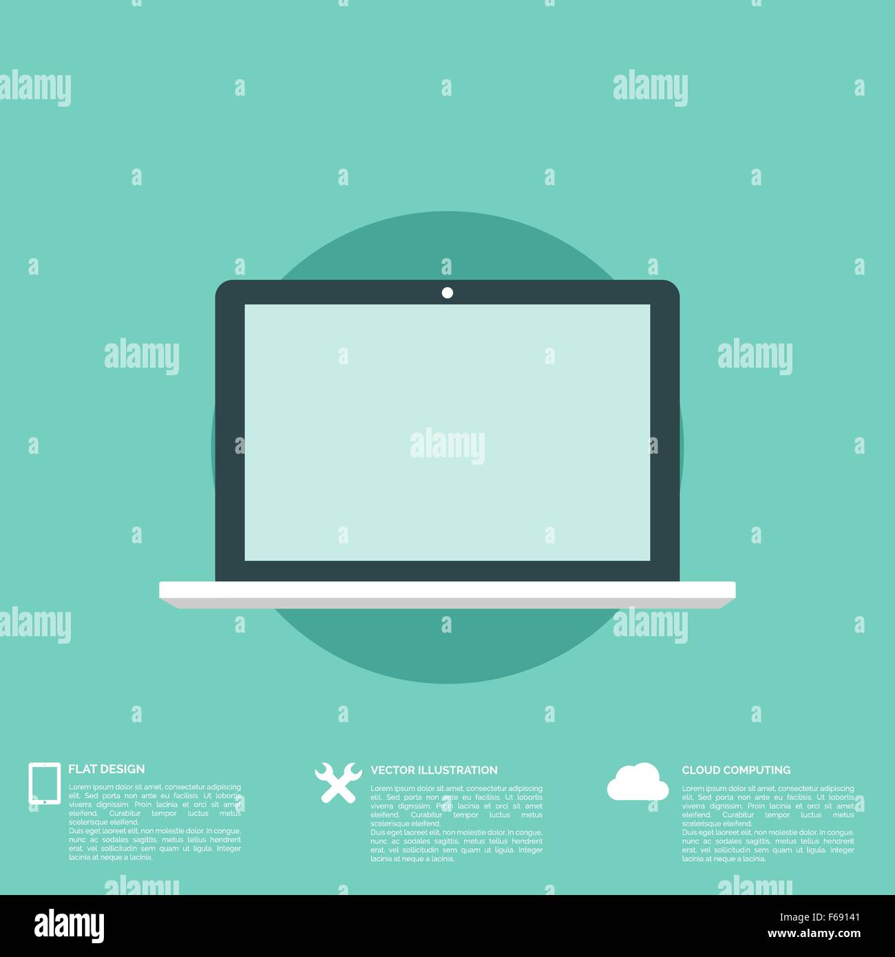 Flat abstract background with web icons. Interface symbols. Cloud computing. Mobile devices ...