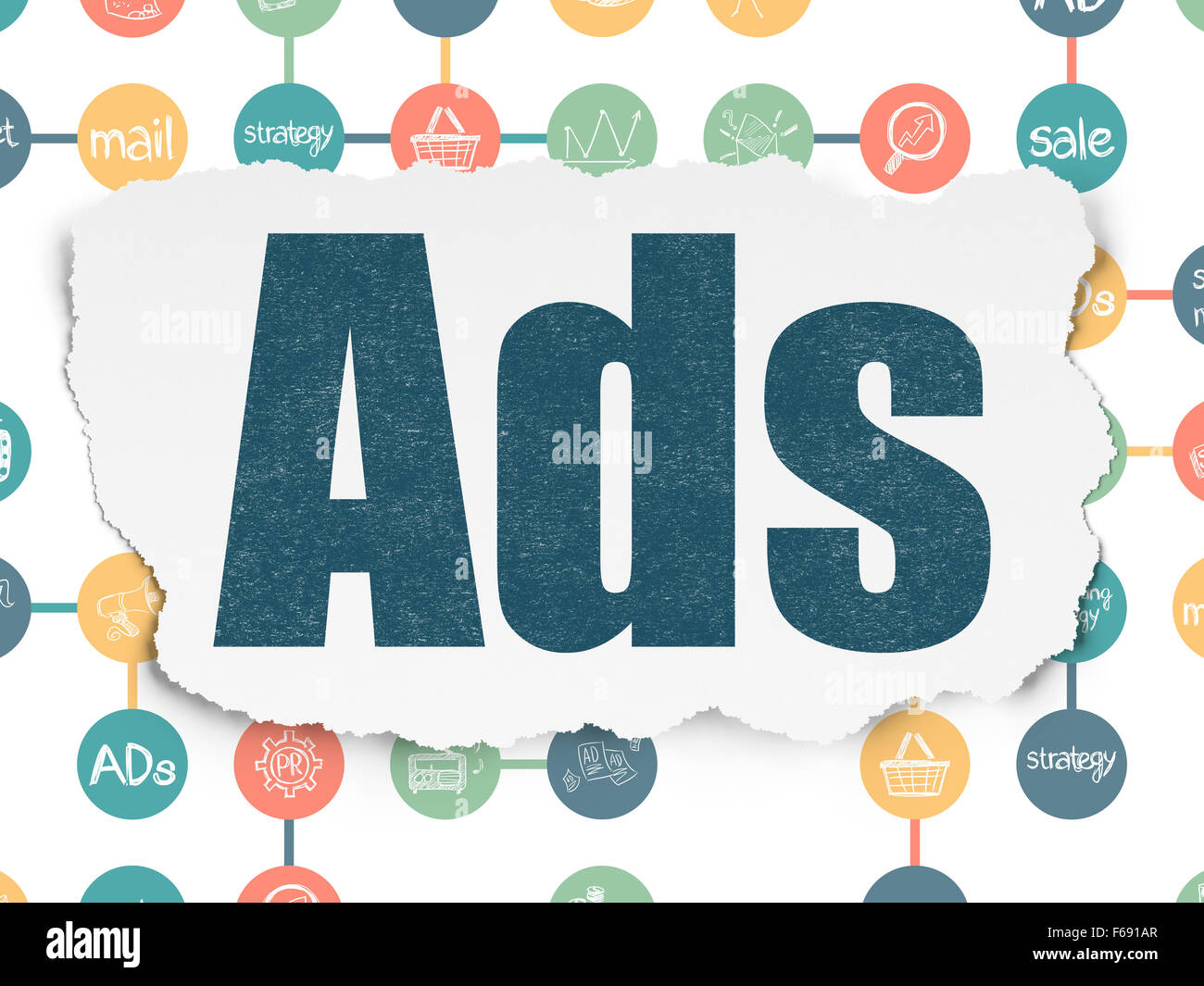 Advertising concept: Ads on Torn Paper background Stock Photo - Alamy