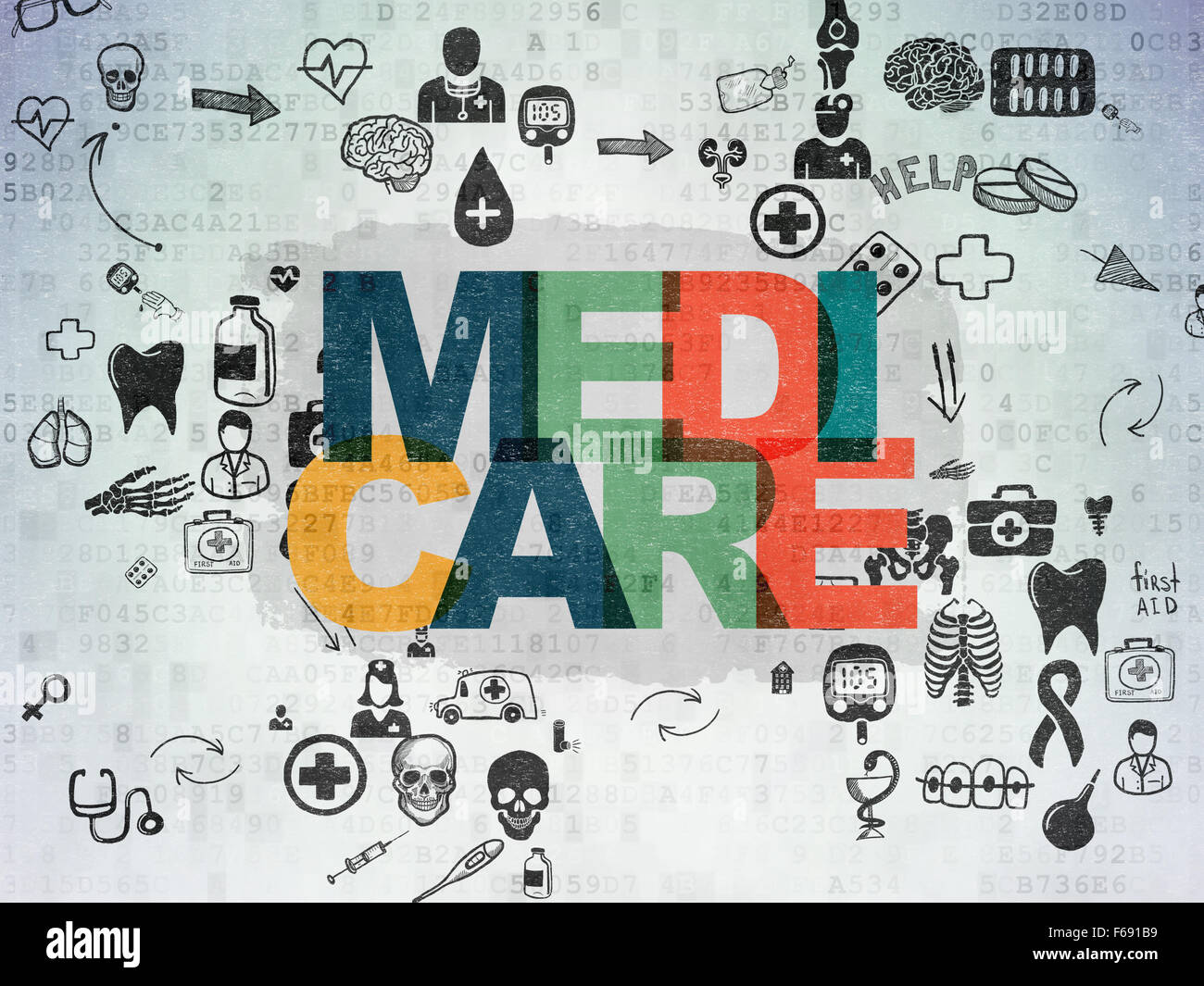 Health concept: Medicare on Digital Paper background Stock Photo - Alamy