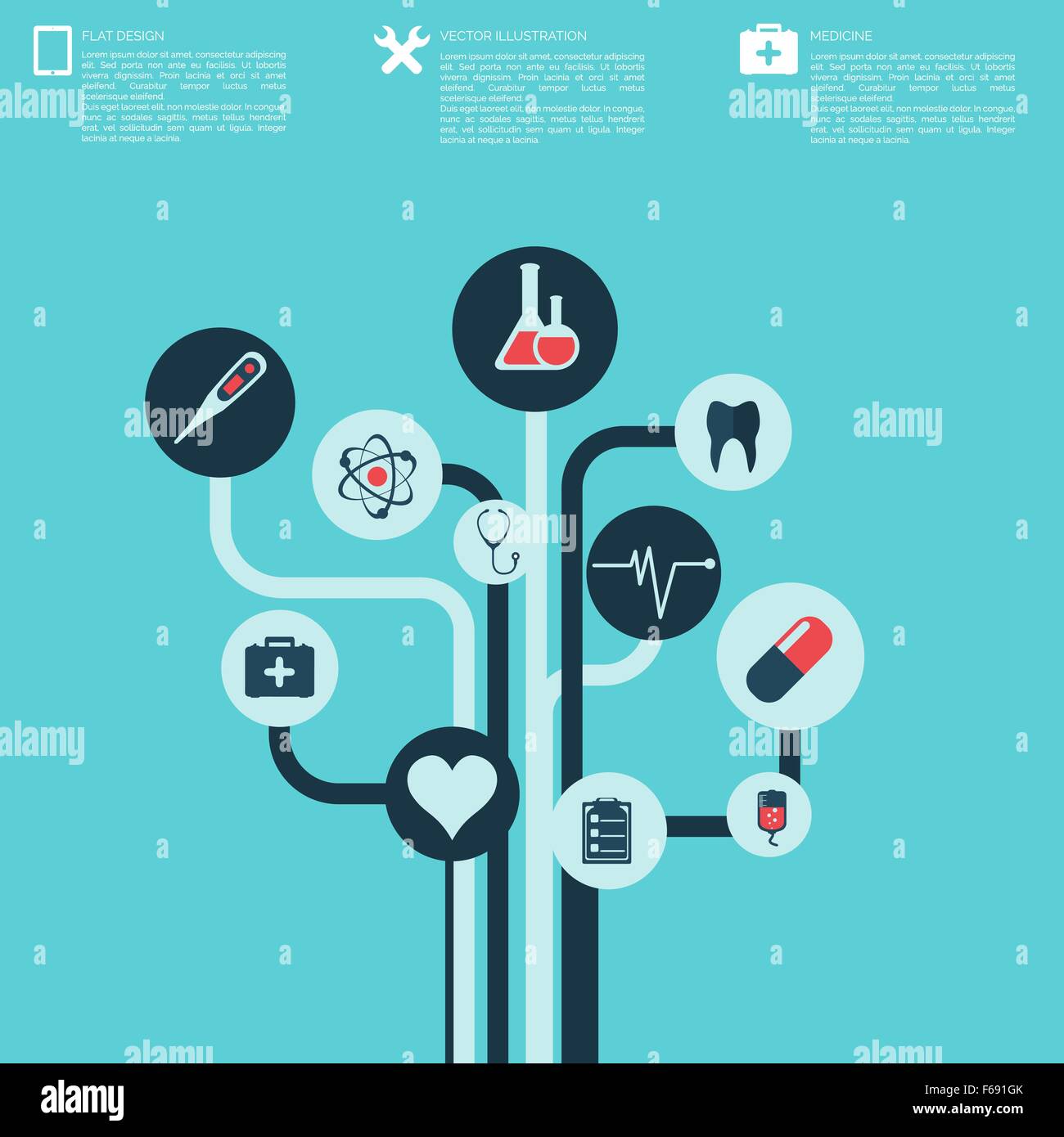 Abstract medical background with flat web icons Stock Vector Image ...