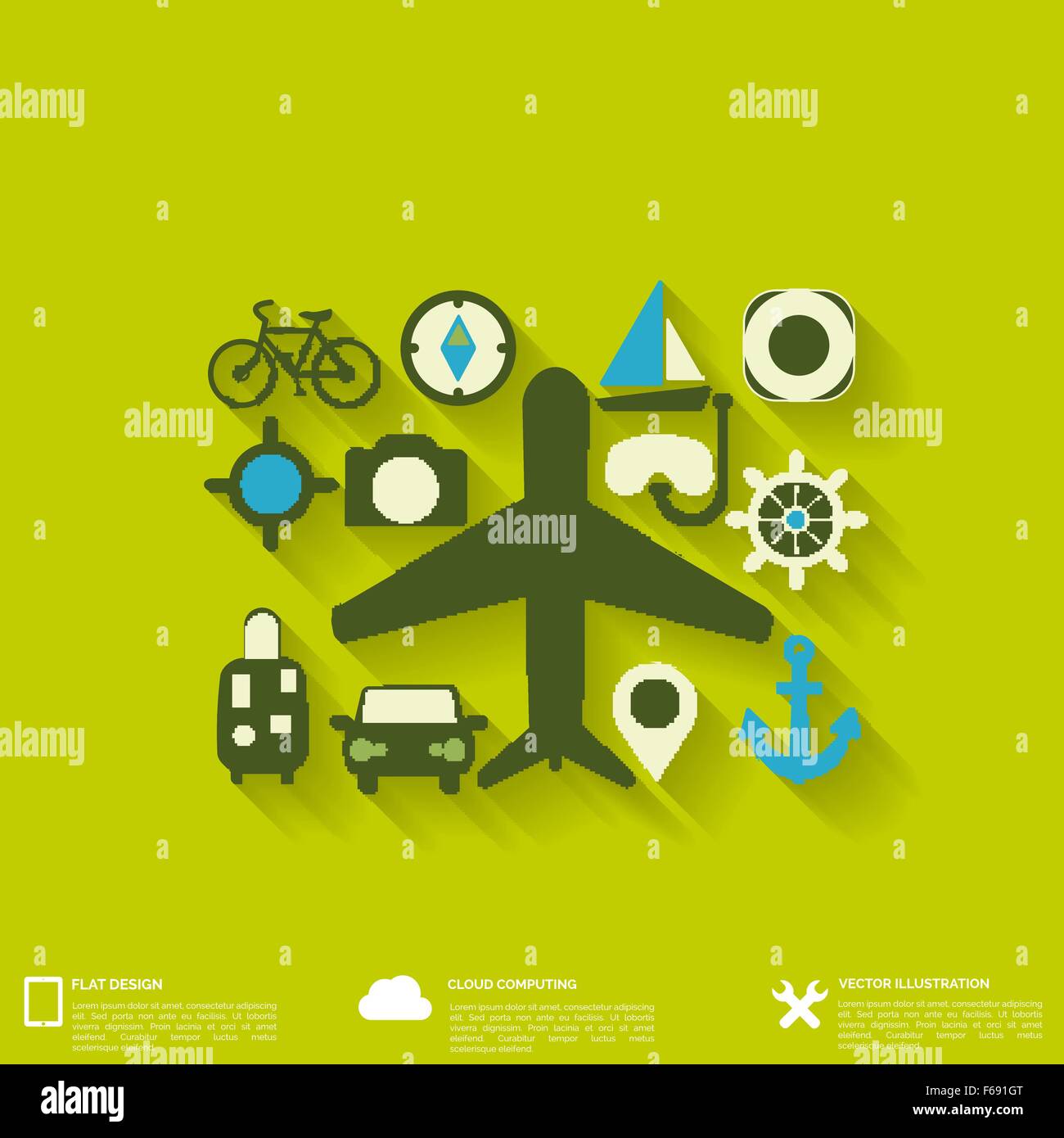 Abstract travel background with flat web icons Stock Vector Image & Art ...
