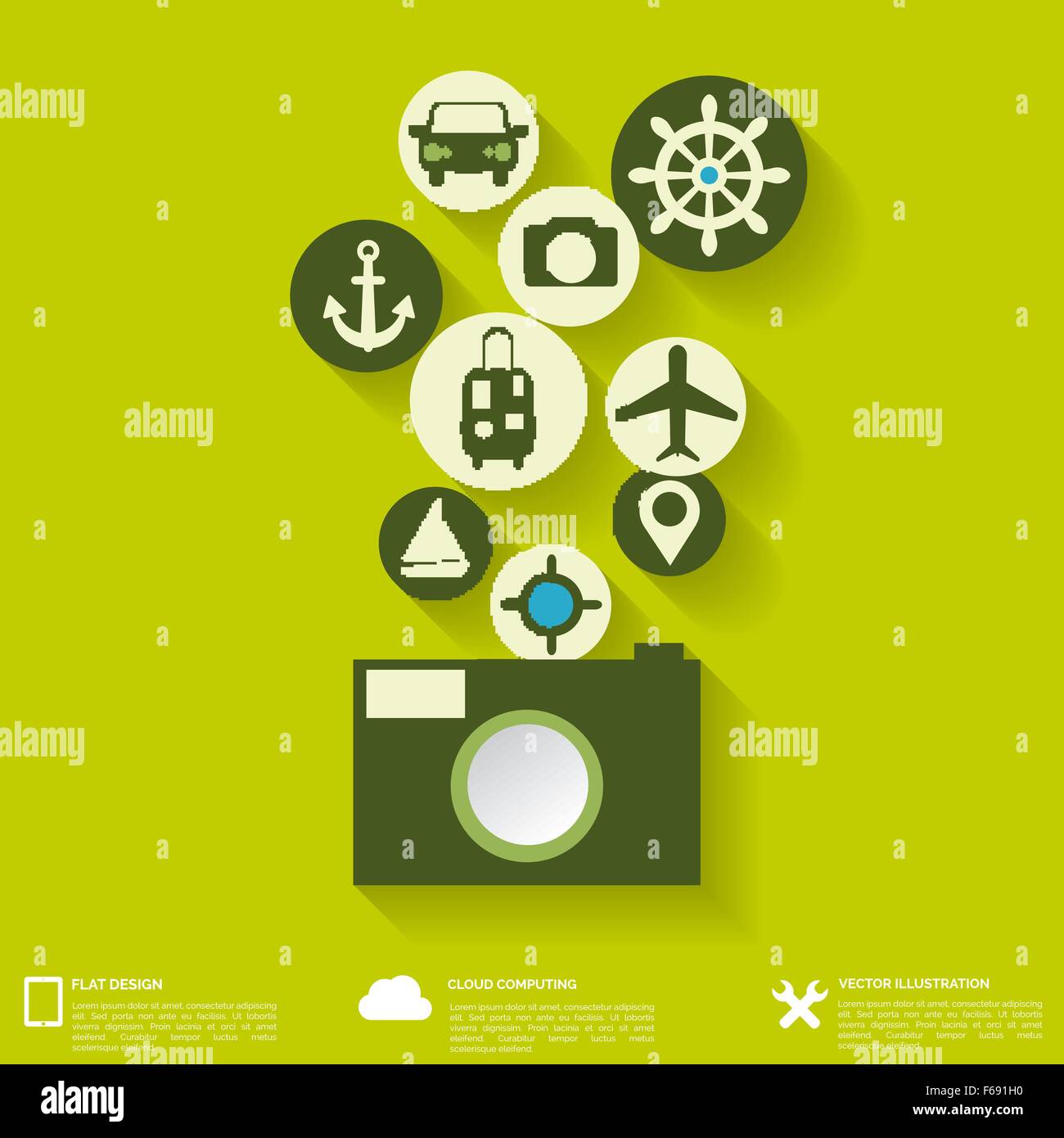Abstract travel background with flat web icons Stock Vector Image & Art ...
