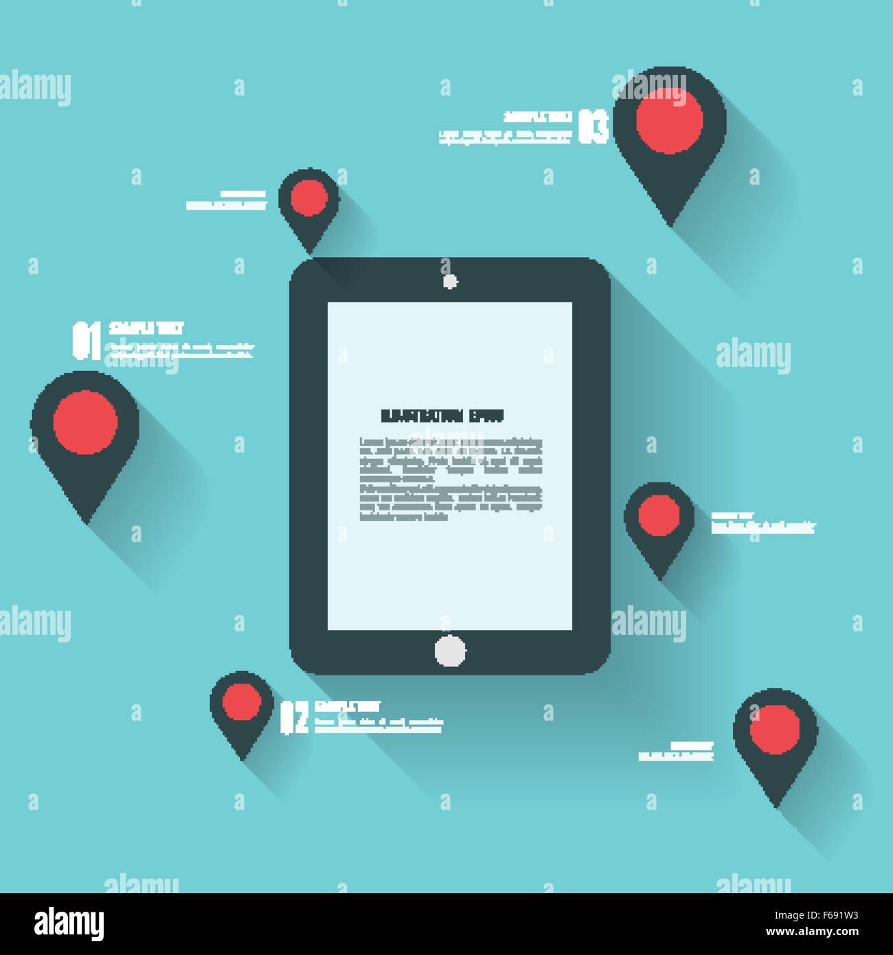 Flat abstract background with web icons. Interface symbols. Cloud ...