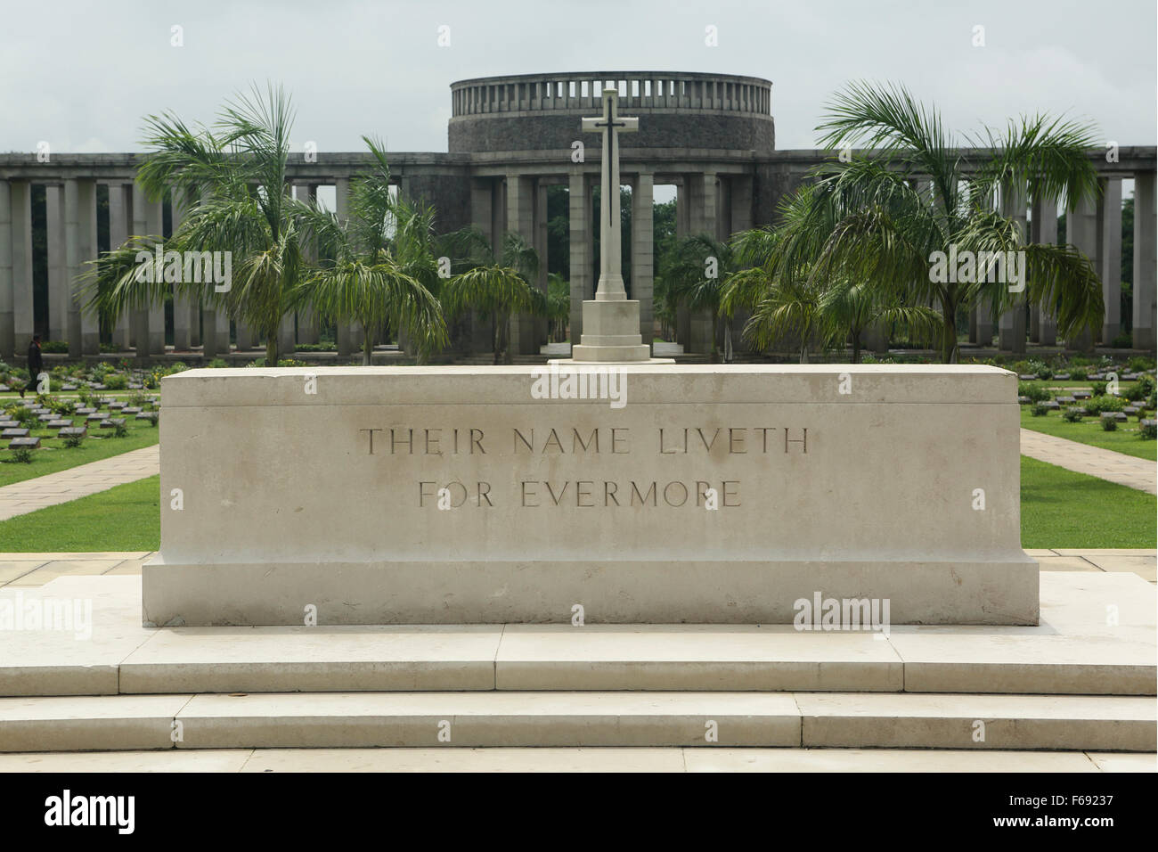 The Stone of Remembrance and Rangoon Memorial at Taukkyan War Cemetery ...