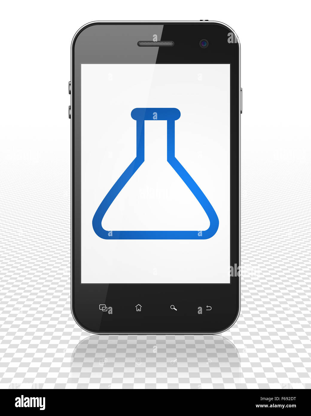 Science concept: Smartphone with Flask on display Stock Photo - Alamy