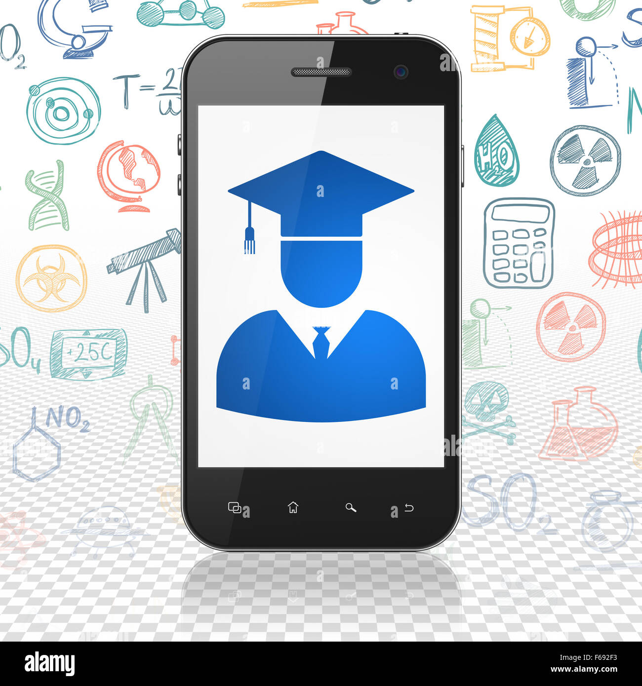 Science concept: Smartphone with Student on display Stock Photo - Alamy
