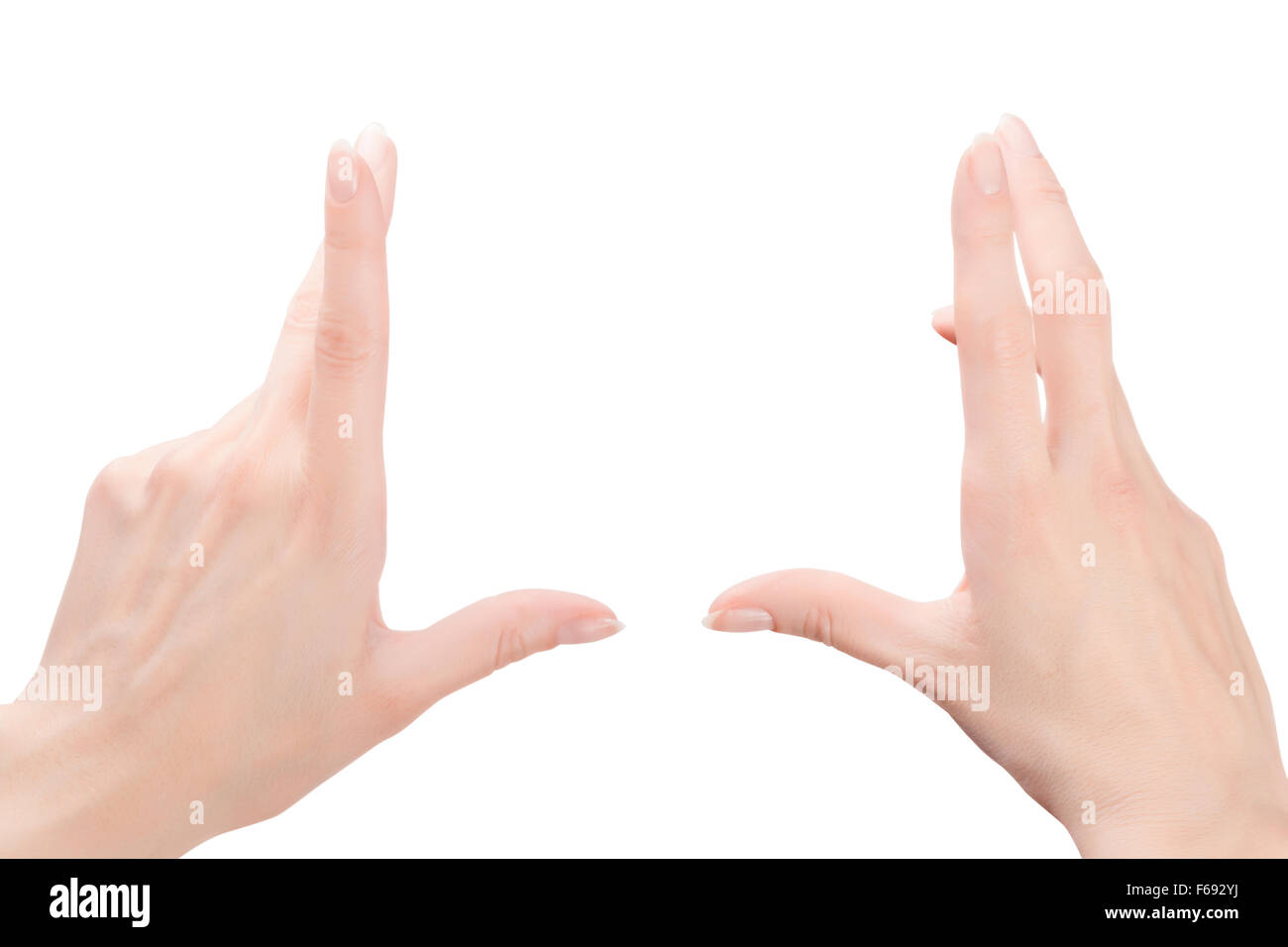 Female woman isolated frame fingers framing hands showing hi-res stock ...