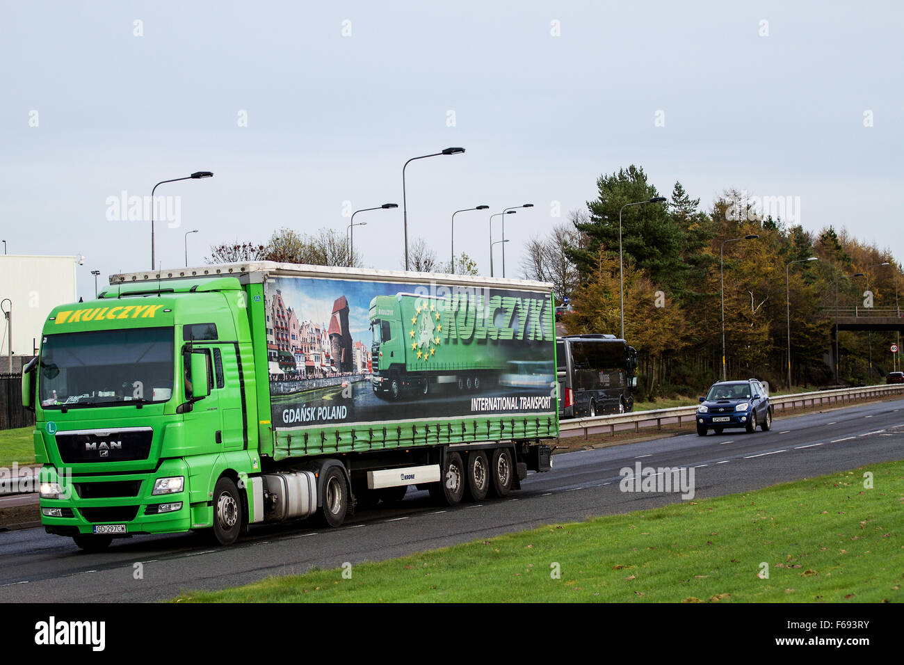 Polish “Jan Kulczyk” articulated lorry travelling along the Kingsway ...