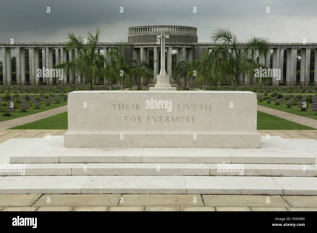 The Stone of Remembrance and Rangoon Memorial at Taukkyan War Cemetery ...