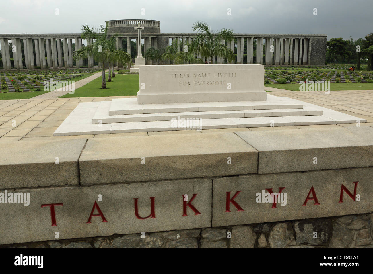 The Rangoon Memorial at Taukkyan War Cemetery near Yangon, Myanmar ...
