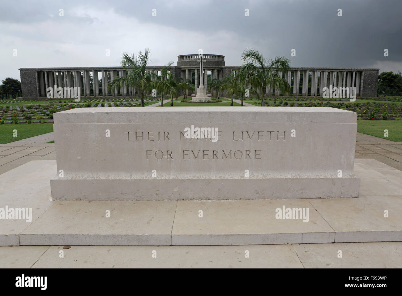 Monsoon storm clouds gather in the sky above the Stone of Remembrance ...