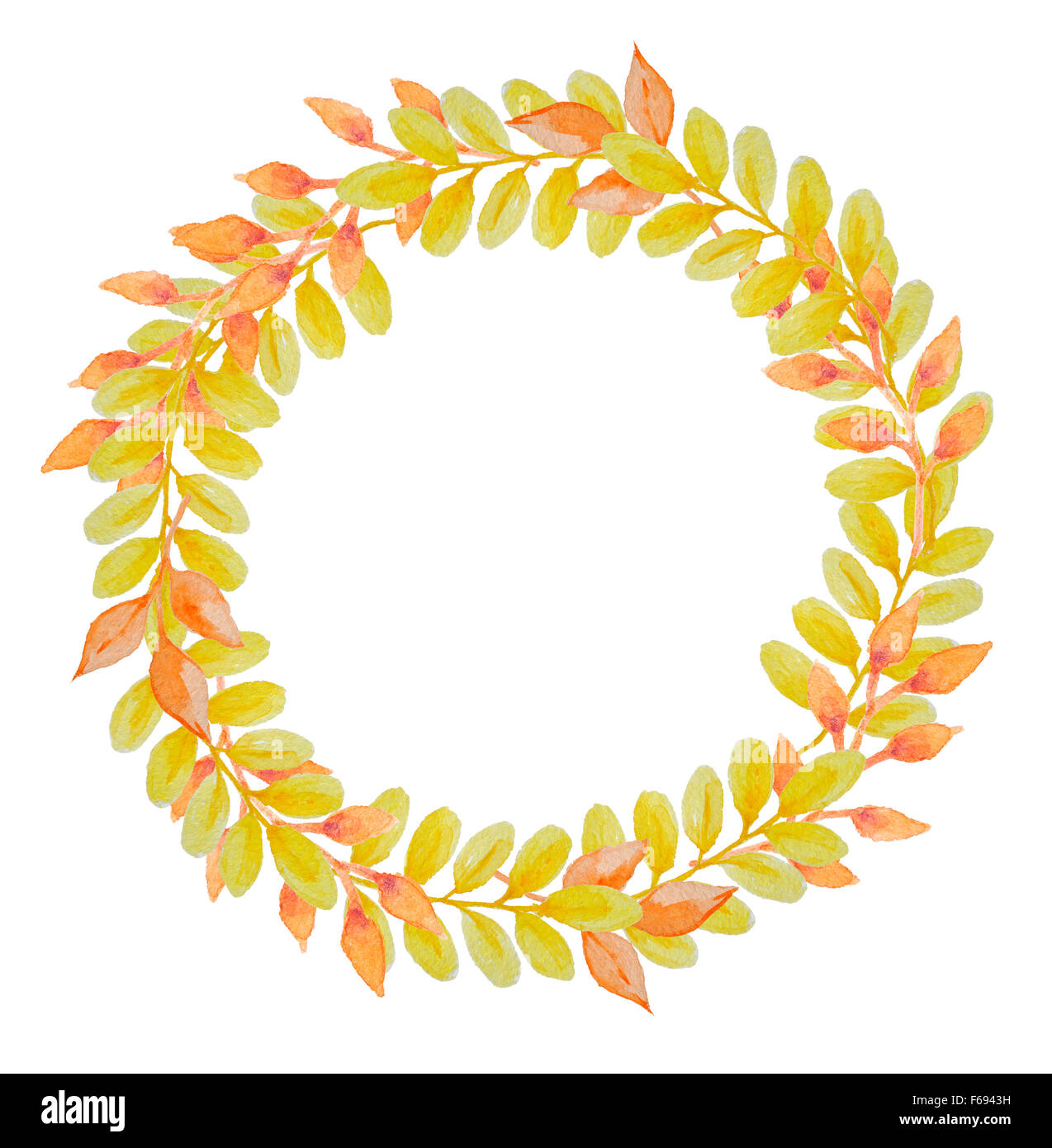Watercolor frame yellow autumn Cut Out Stock Images & Pictures - Alamy