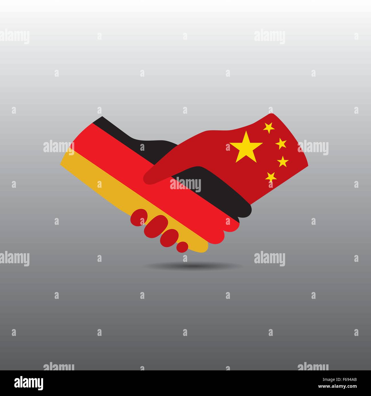 World peace icon in light gray background, Germany handshake with China ...