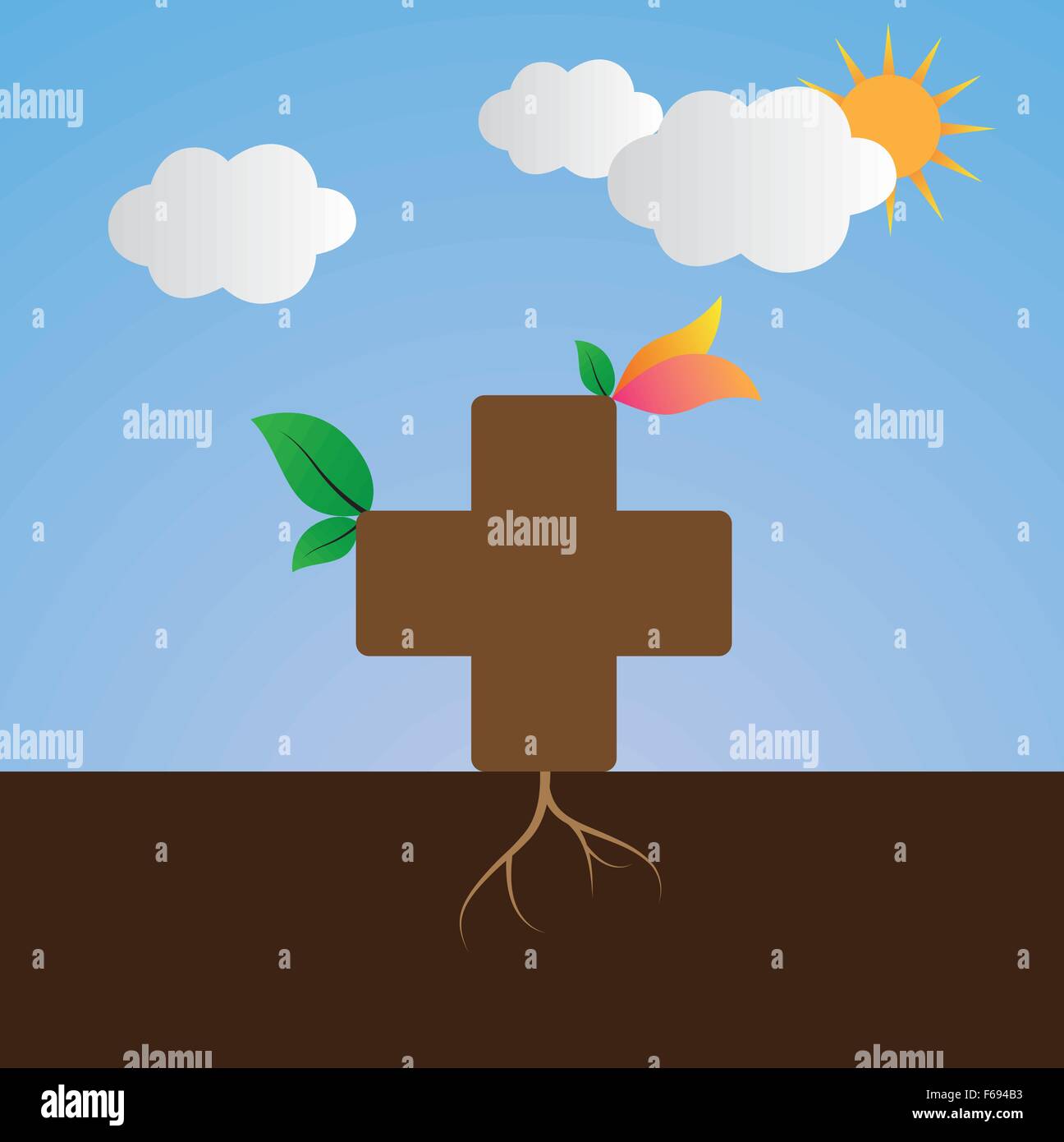 concept idea about natural medicine. as a tree with green leaves and ...