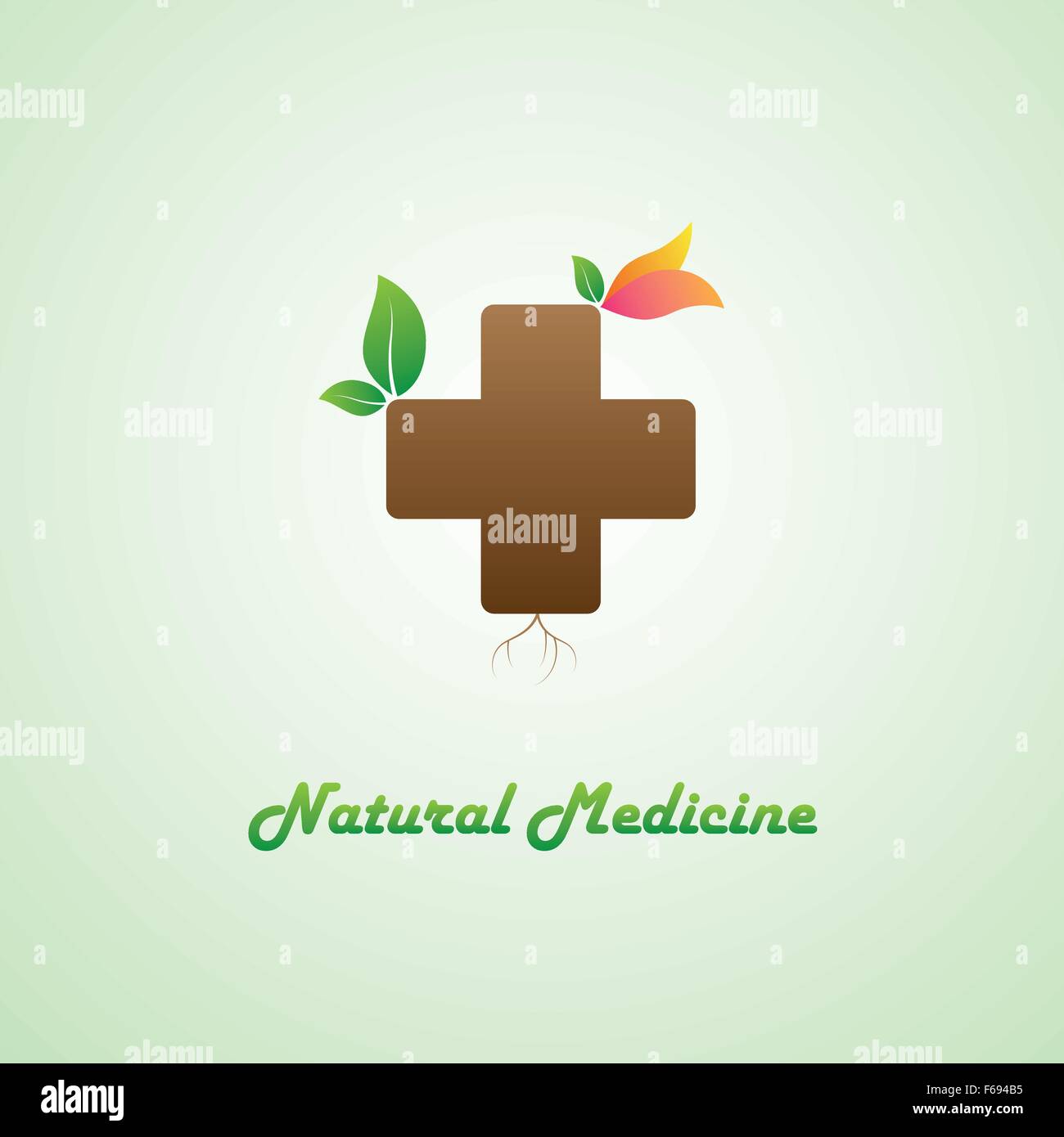 Natural medicine logo, as a tree with green leaves and colorful flower ...
