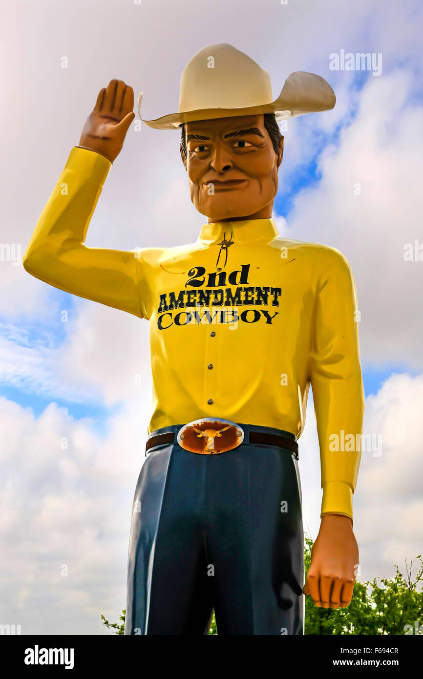2nd Amendment Cowboy statue in Amarillo, Texas. (the right of the ...