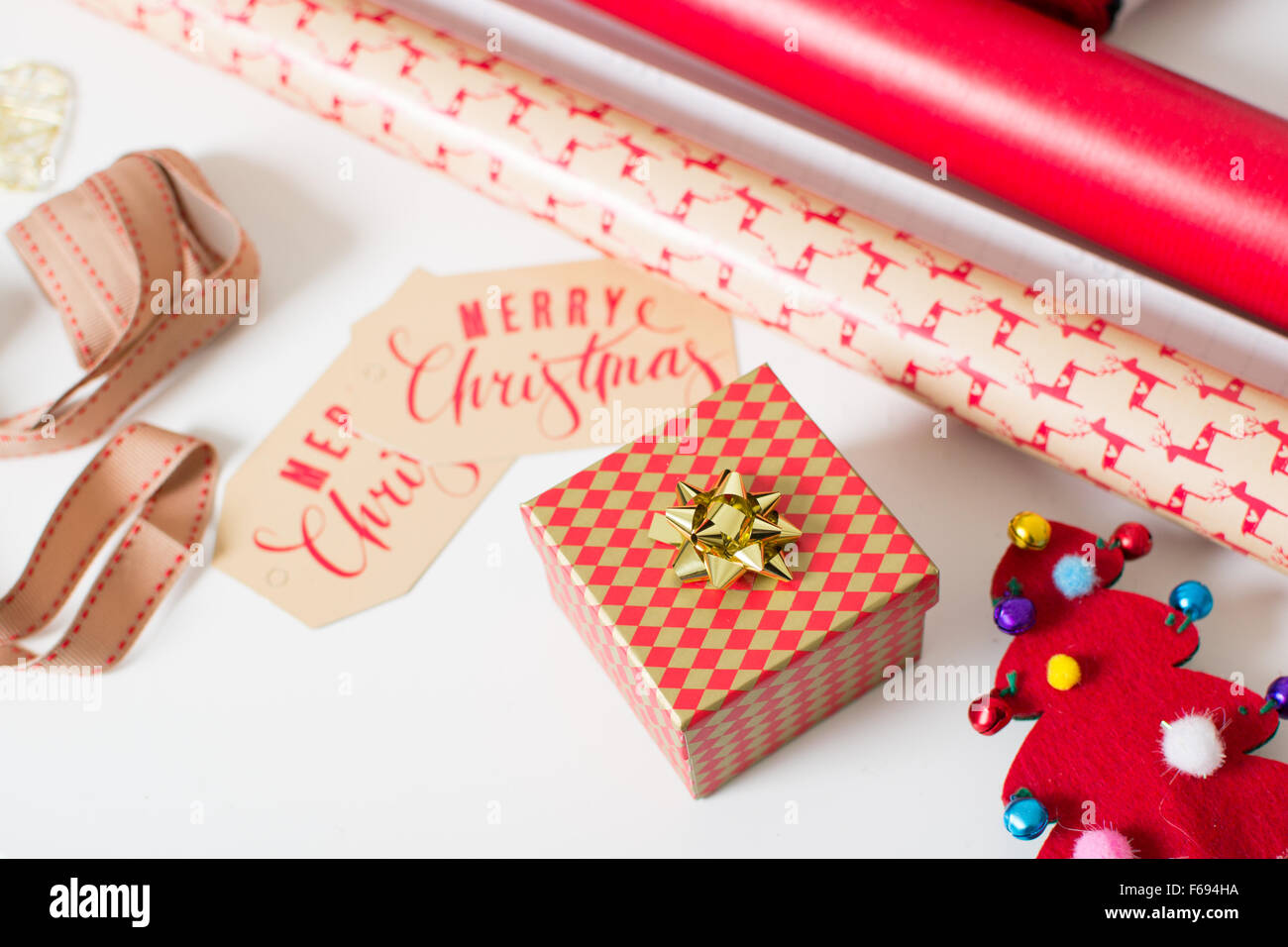 Christmas gift wrapping Stock Photo - Alamy