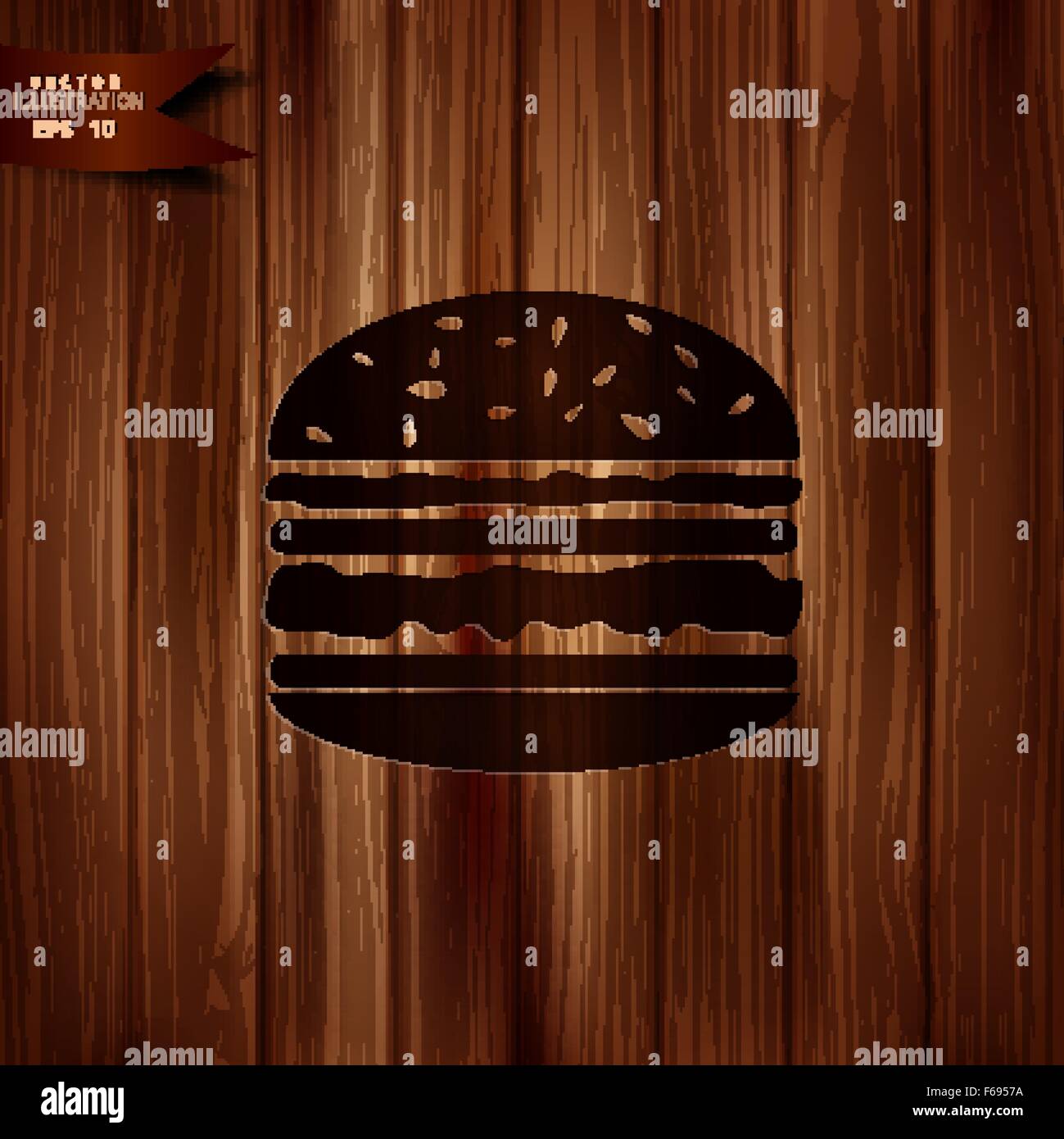 Hamburger web icon. Wooden background Stock Vector Image & Art - Alamy