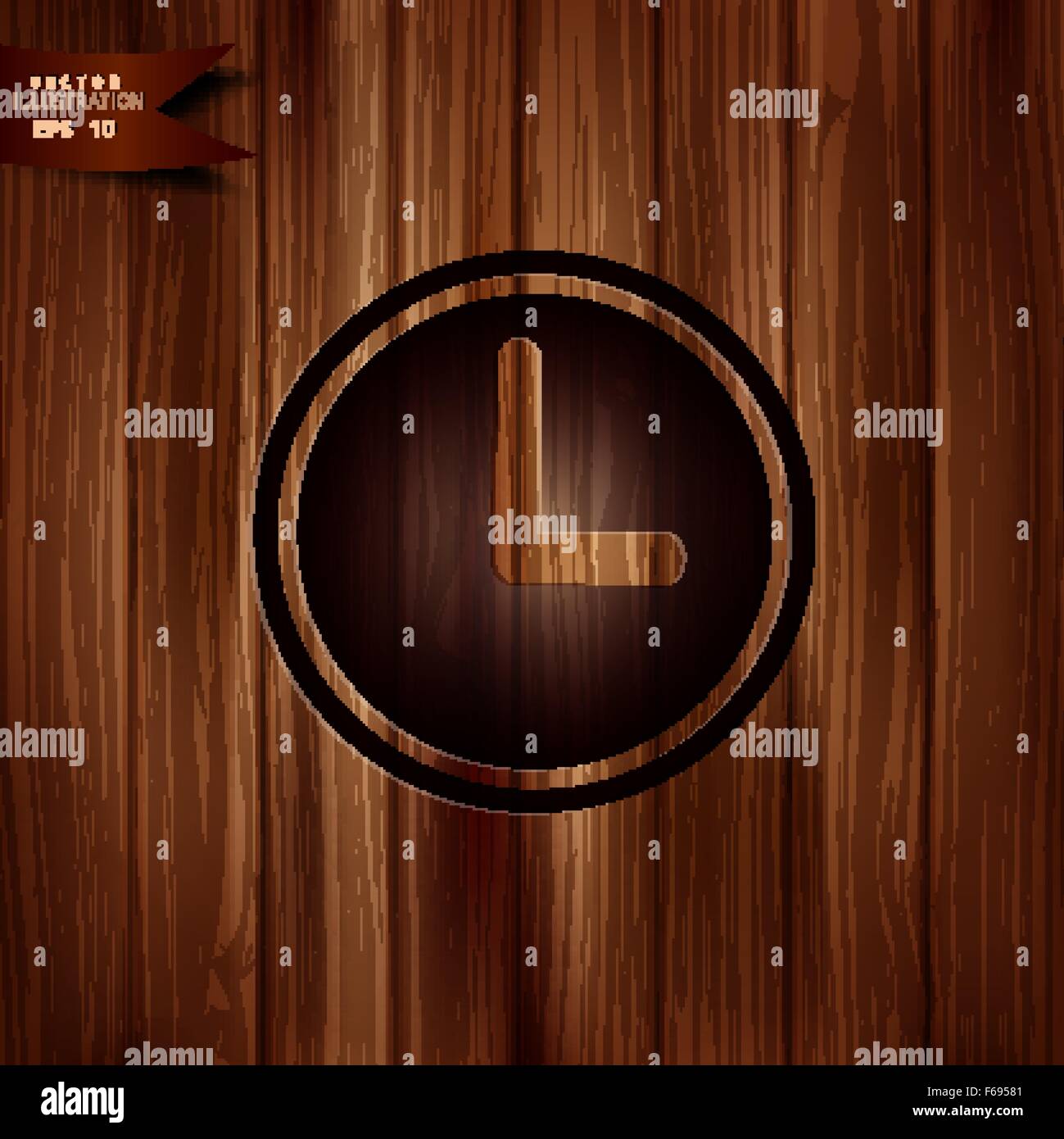 Clock icon button. Time symbol. Wooden texture Stock Vector Image & Art ...