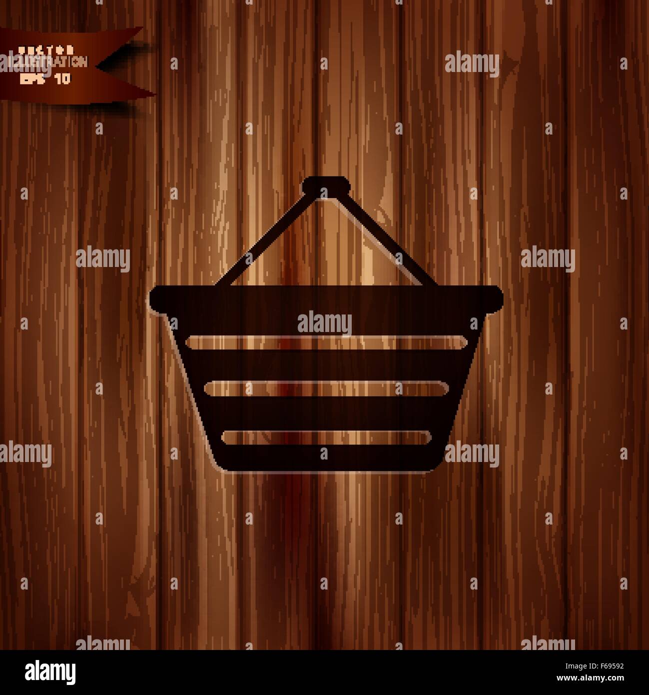 Shopping basket icon. Wooden texture Stock Vector Image & Art - Alamy