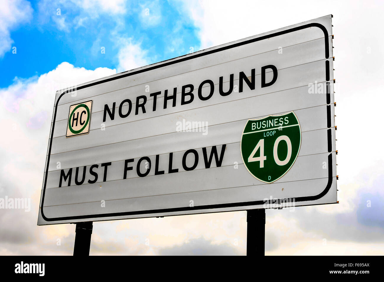 Northbound Must Follow Business Loop I-40 sign in Amarillo, Texas Stock ...